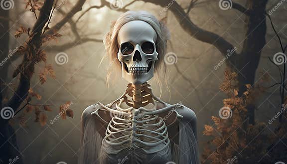 Skeleton in the forest stock illustration. Illustration of drawing ...