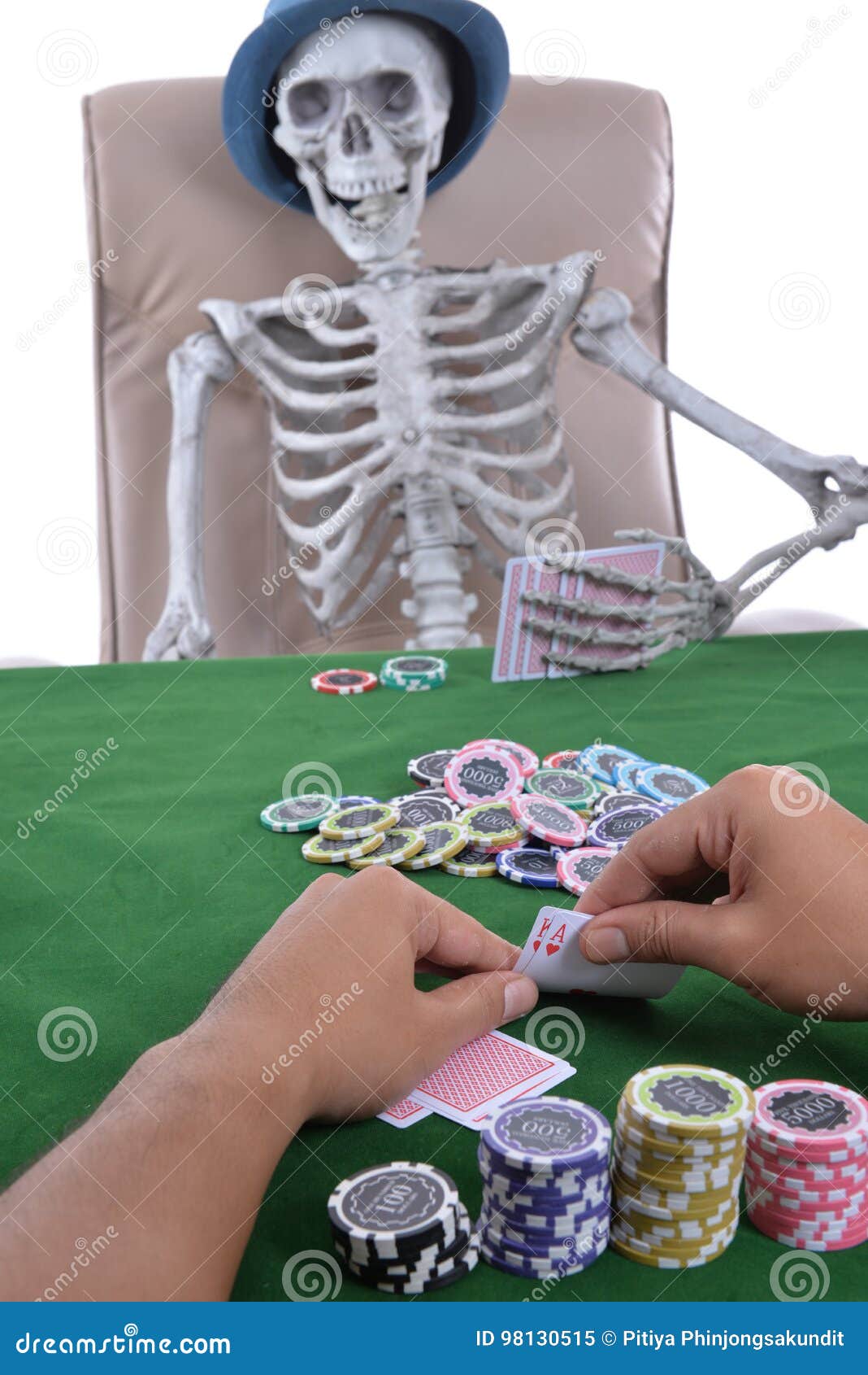 Skeleton gambling stock image. Image of chips, hand, spooky - 98130515