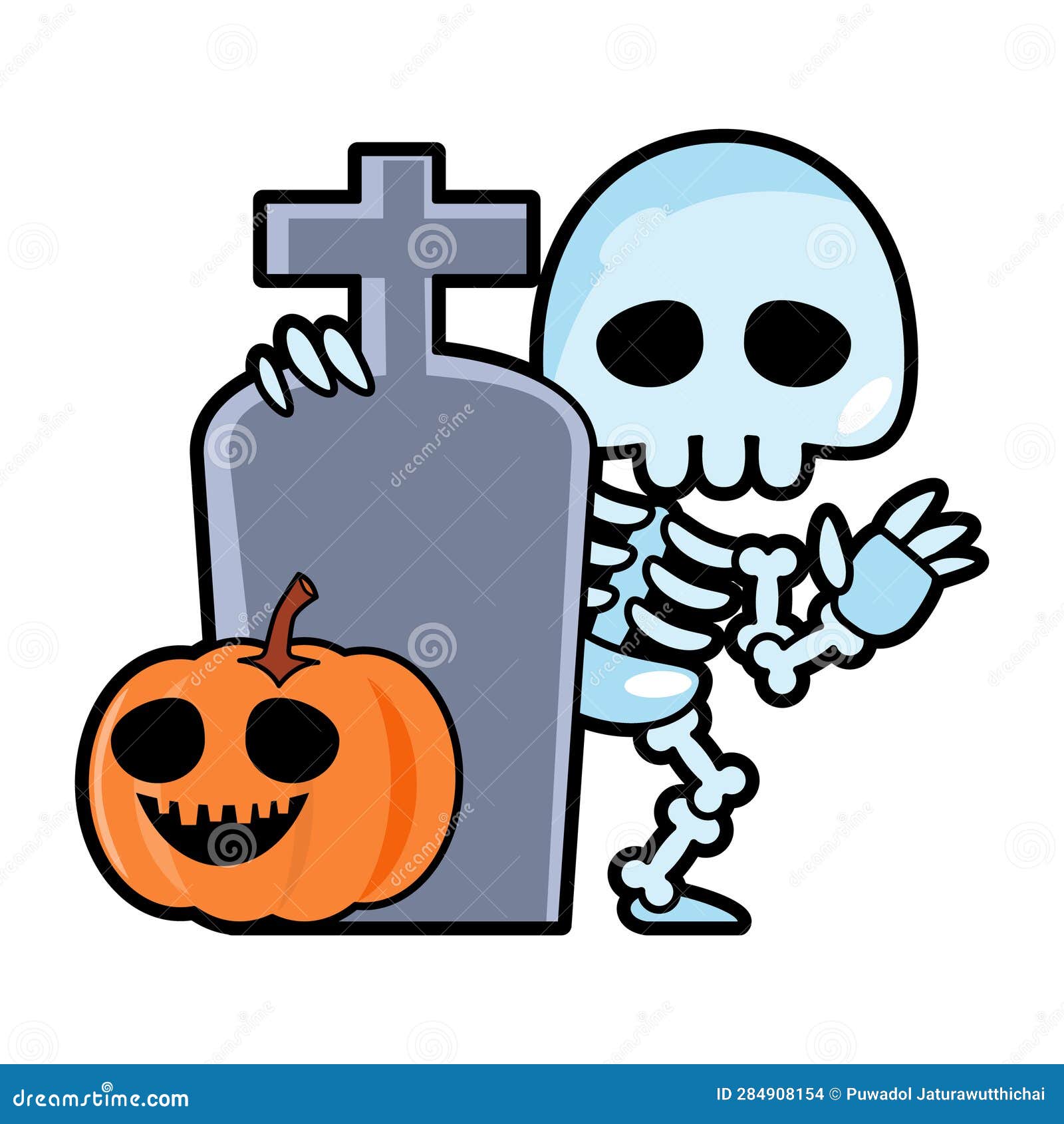 Skeleton Ghost X-ray Halloween Watercolor Blue-yellow Tone Clip Art ...