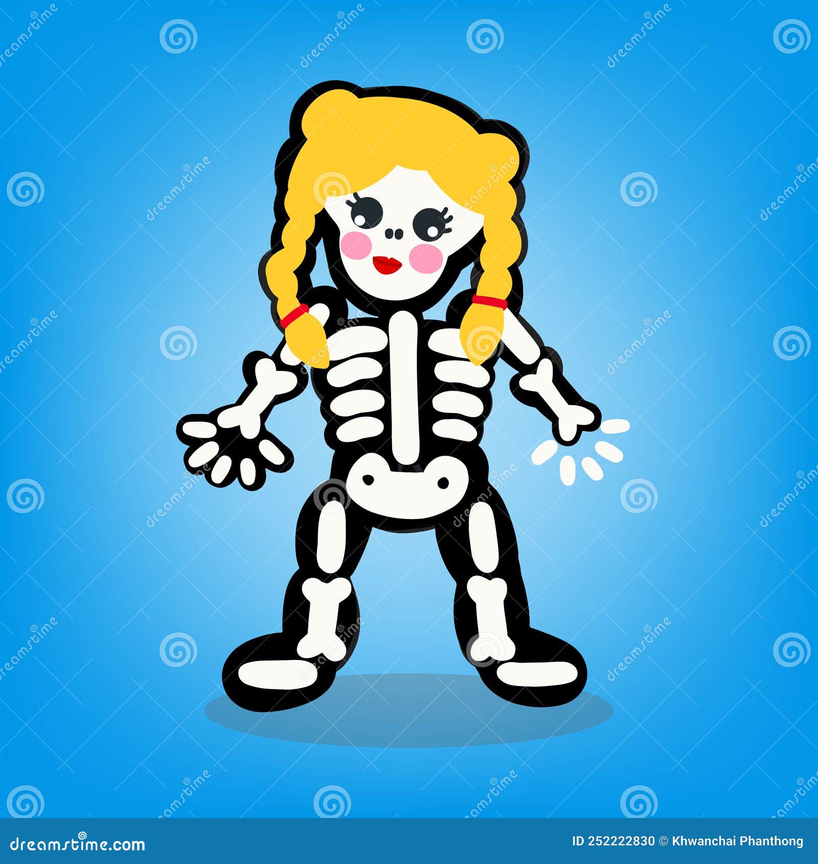 Skeleton Ghost of Woman, Halloween Character Stock Illustration ...