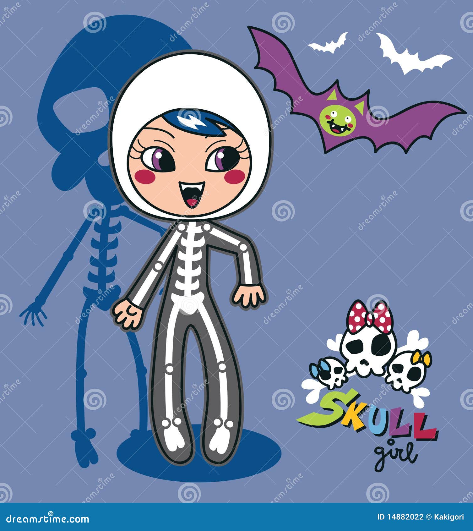 Skeleton girl stock vector. Illustration of girl, smile - 14882022