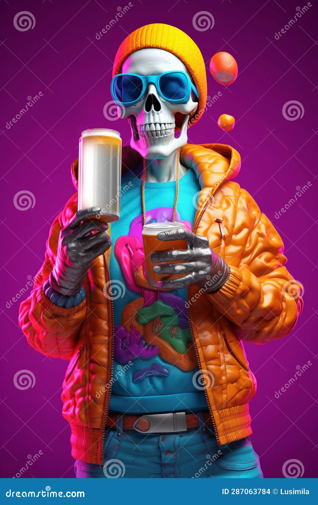 Skeleton with Glass of Light Beer. Stock Illustration - Illustration of ...