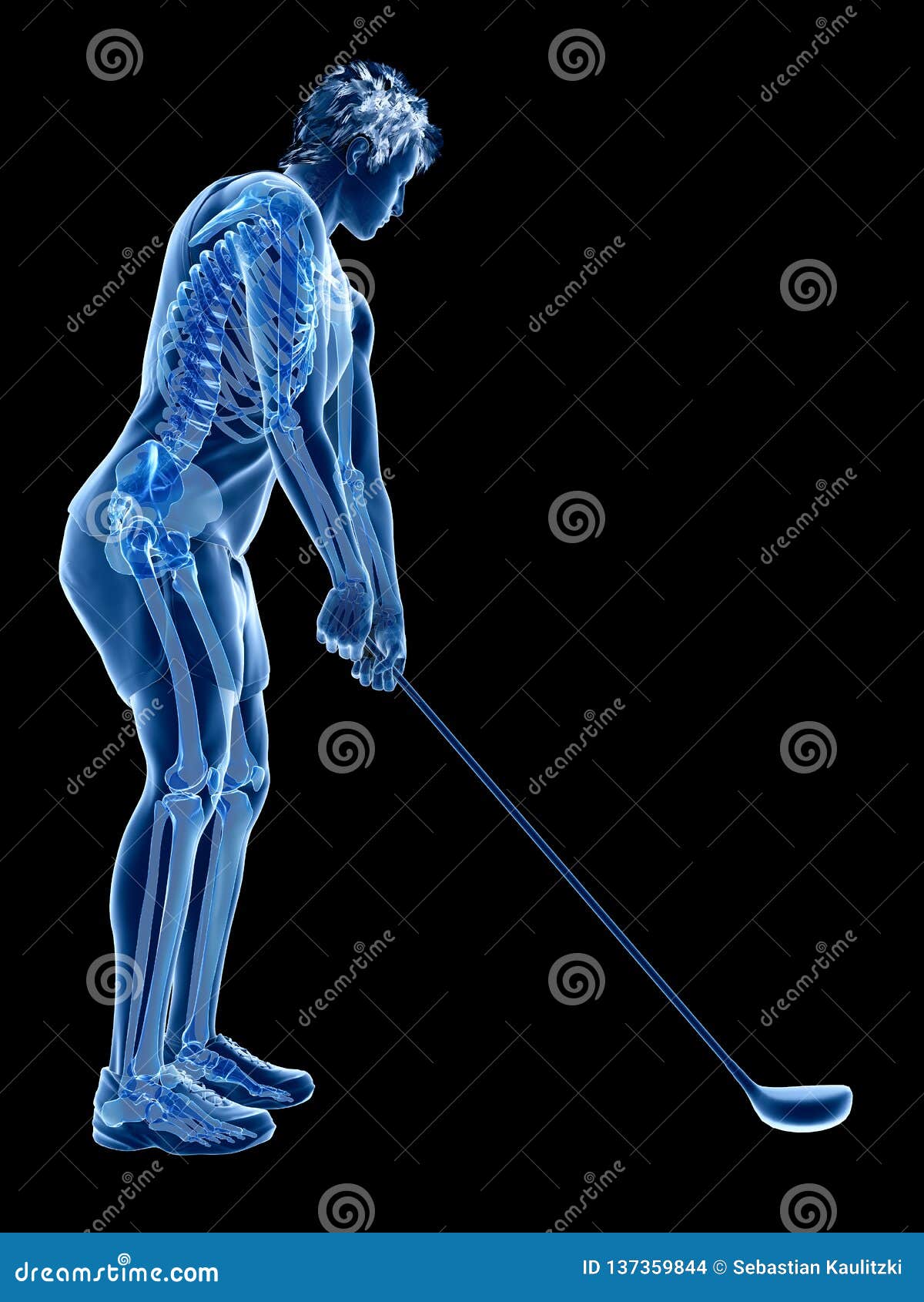 The Skeleton of a Golf Player Stock Illustration - Illustration of body ...