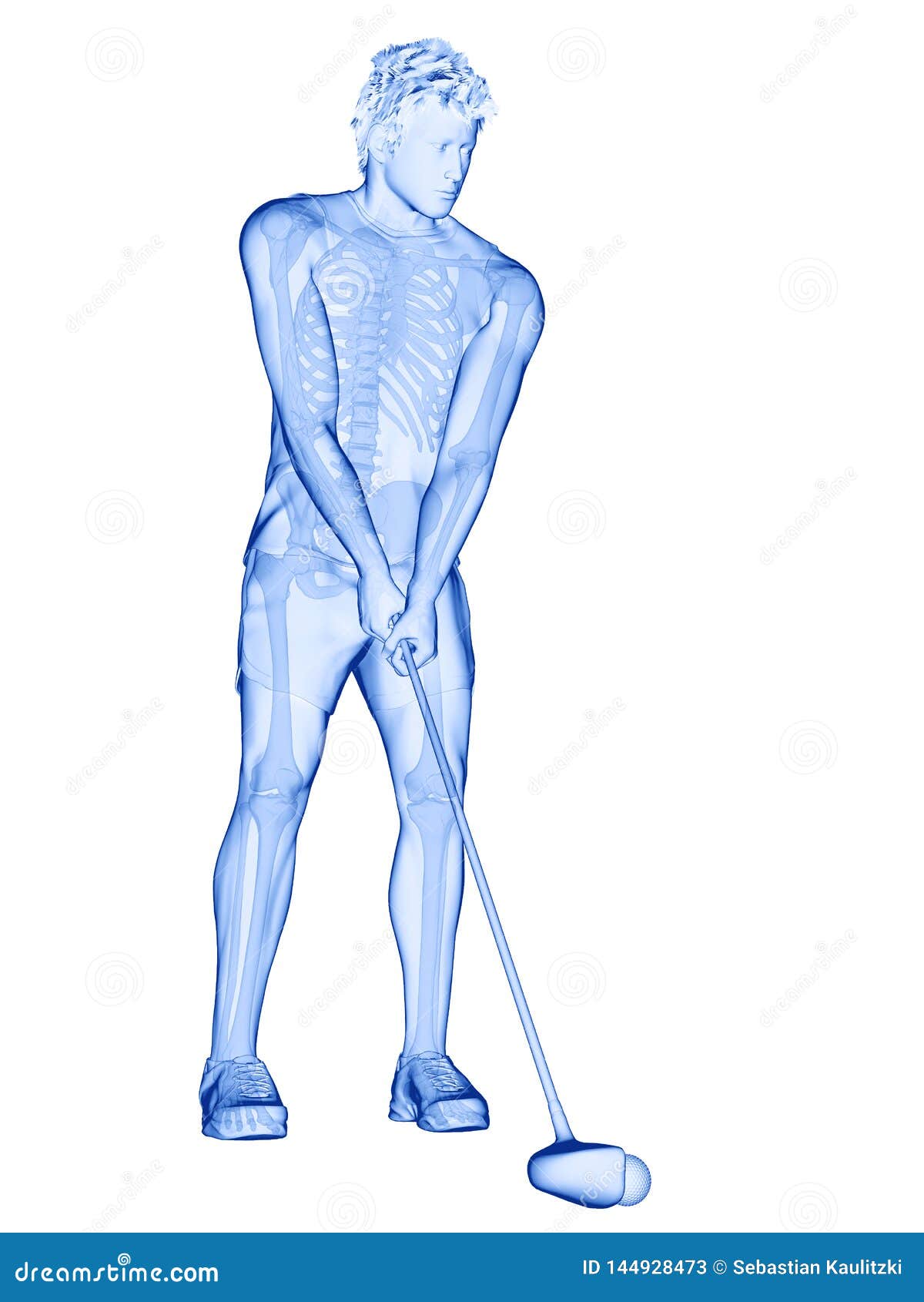 The Skeleton of a Golf Player Stock Illustration - Illustration of ...