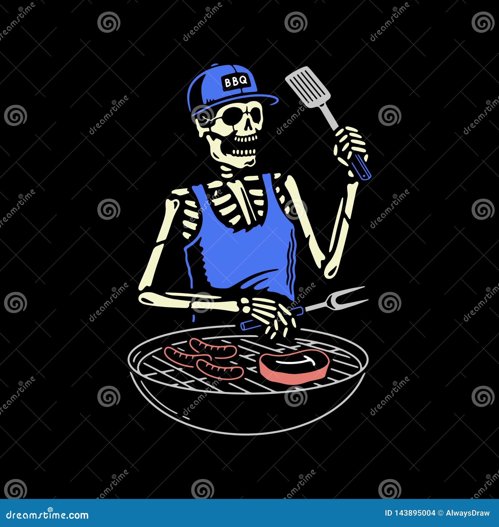 Grill Master Inviting To A Grill Party Vector Illustration ...