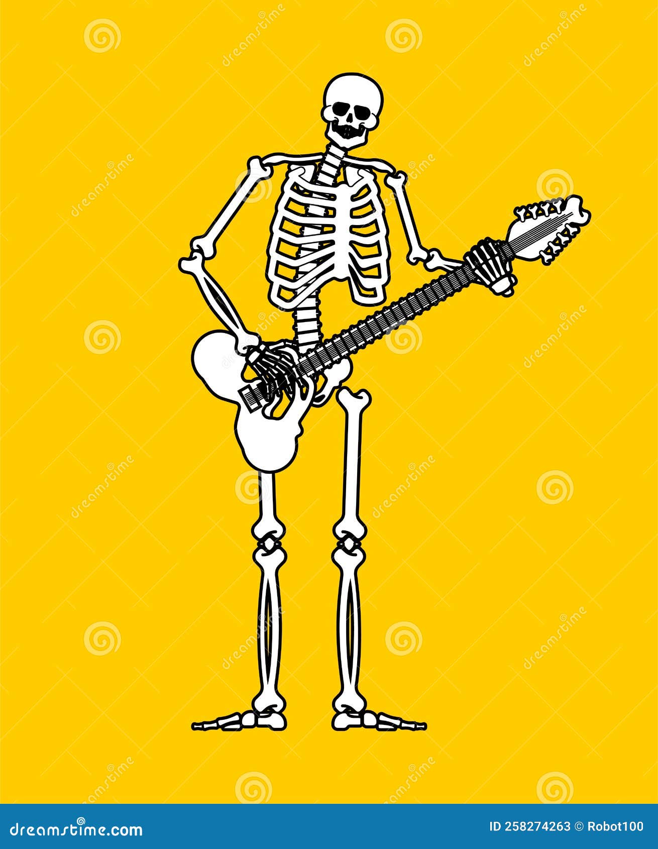 Skeleton with Guitar. Skeleton Musician. Electric Guitar and Dead Man ...