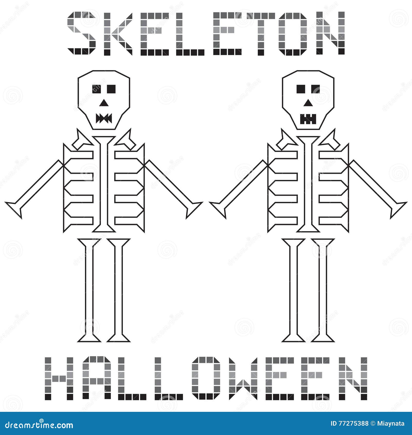 Skeleton Halloween Set Text Stock Vector - Illustration of computer ...