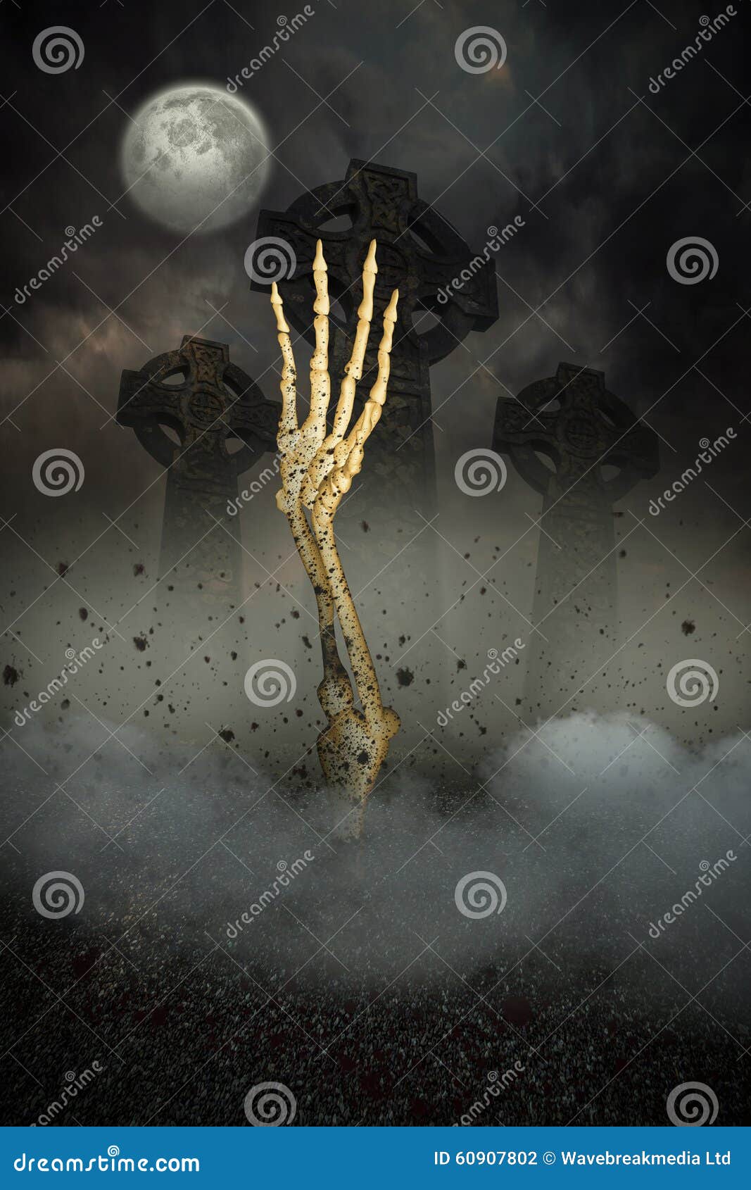 Skeleton Hand Bursting from the Grave Stock Photo - Image of living ...