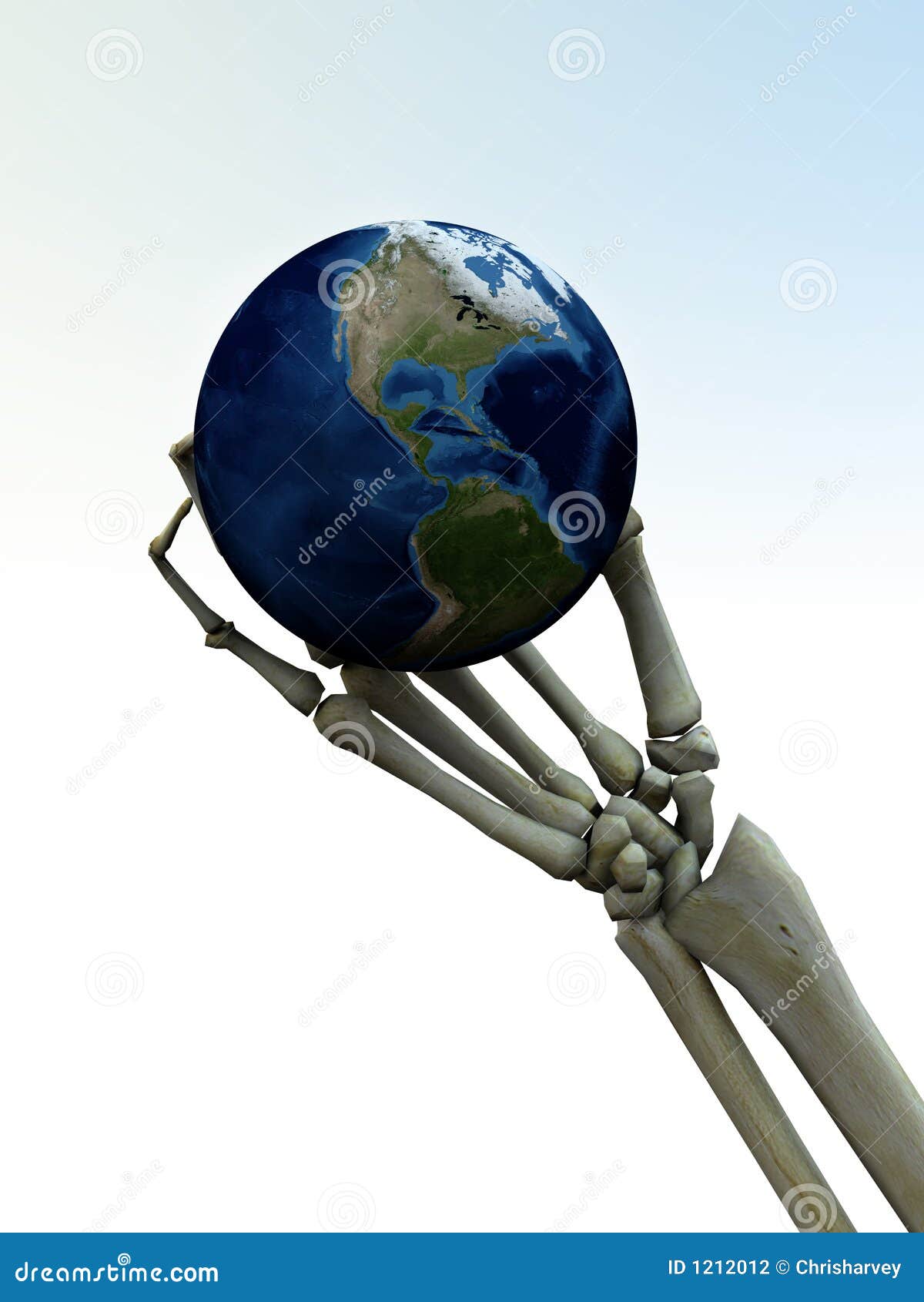 Skeleton Hand and the Earth 2 Stock Illustration - Illustration of ...