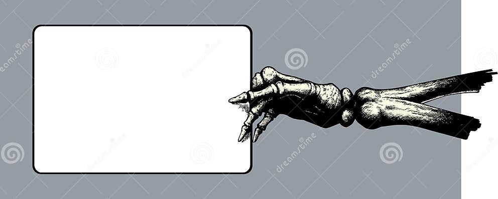 Skeleton Hand Holding a Sign. Stock Vector - Illustration of dead, hand ...