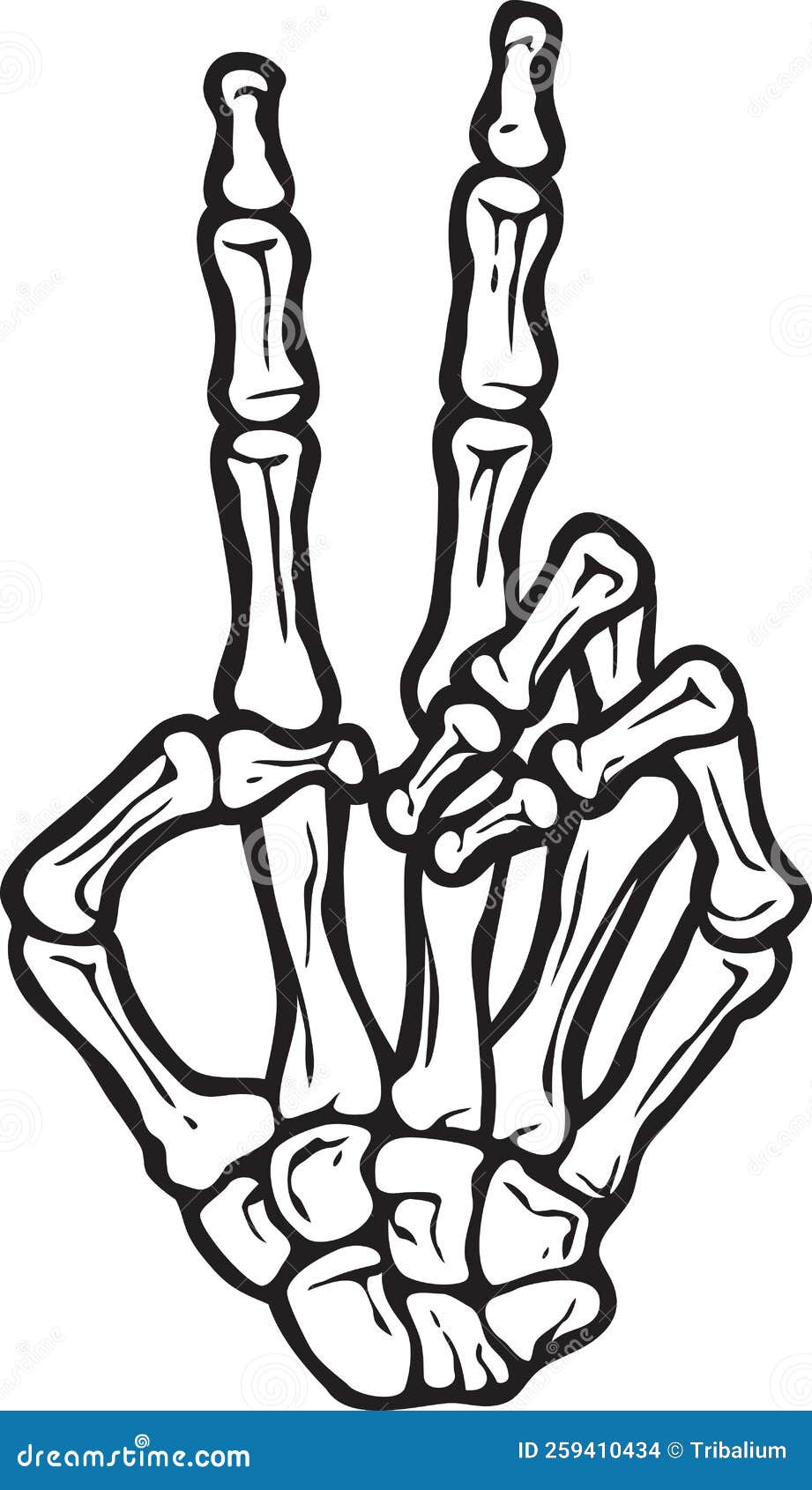Skeleton Hand Making Peace Sign Gesture Vector Stock Illustration ...