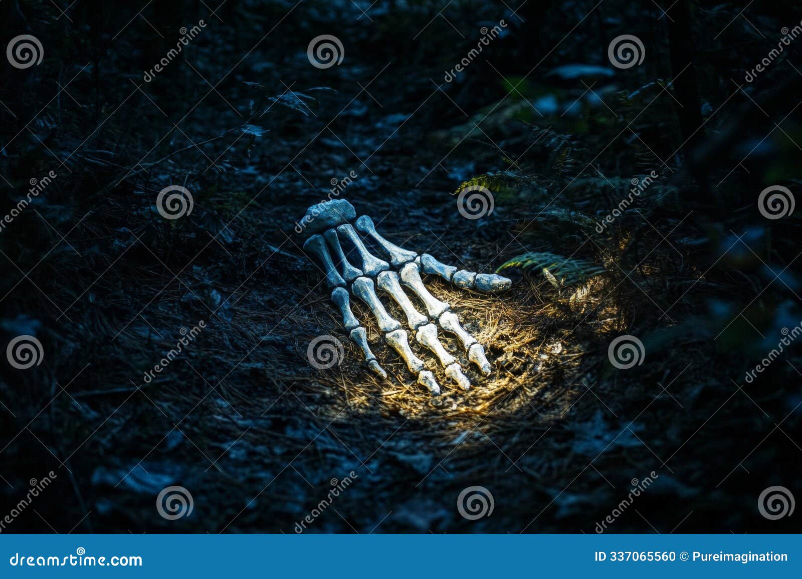 A Skeleton Hand Resting on the Forest Floor Stock Illustration ...