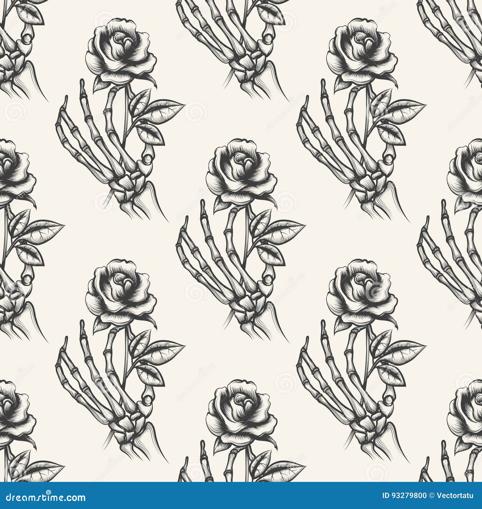 Skeleton Hand with Rose Seamless Pattern Stock Vector - Illustration of ... Skeleton Hand with Rose Seamless Pattern Stock Vector - Illustration of ...