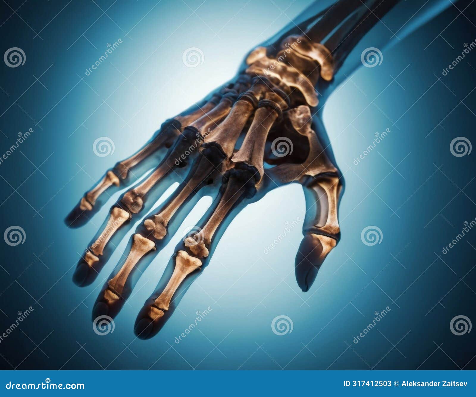 A Skeleton Hand is Shown in a Blue Background Stock Illustration ...
