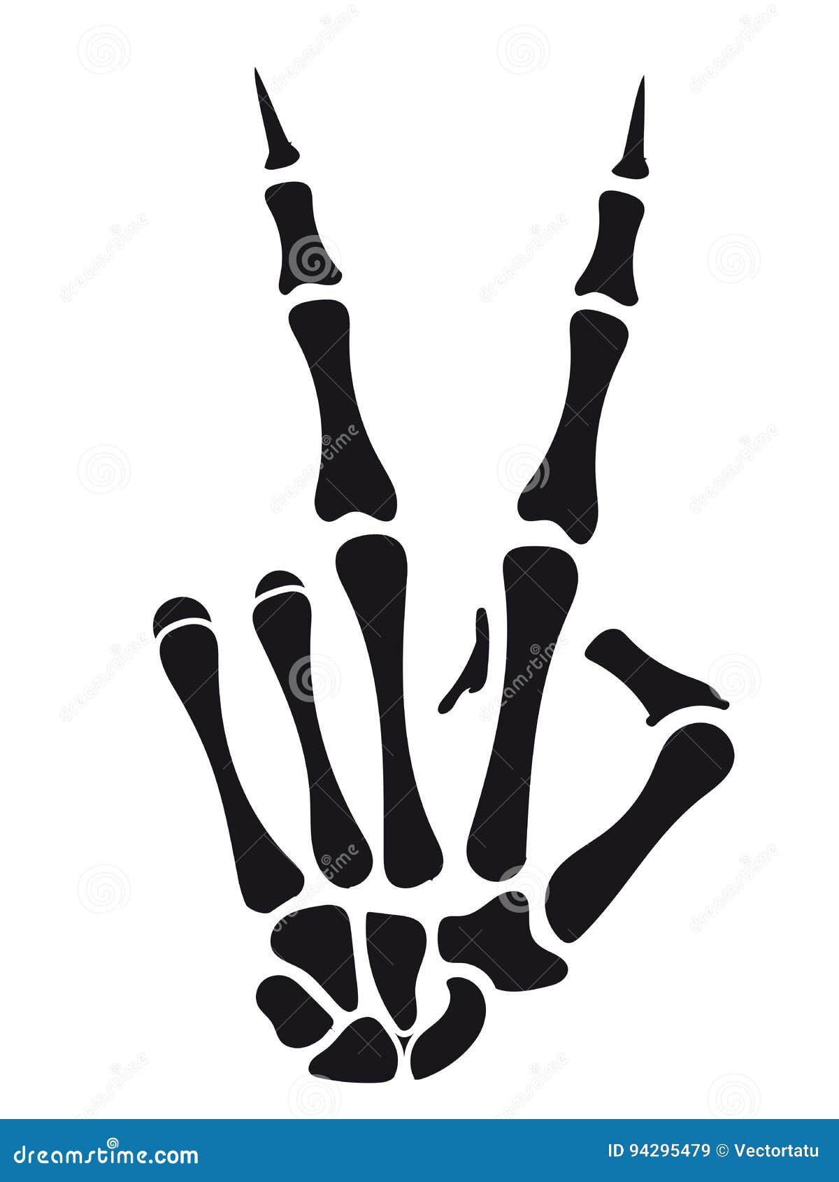 Skeleton hand victory sign stock vector. Illustration of culture - 94295479