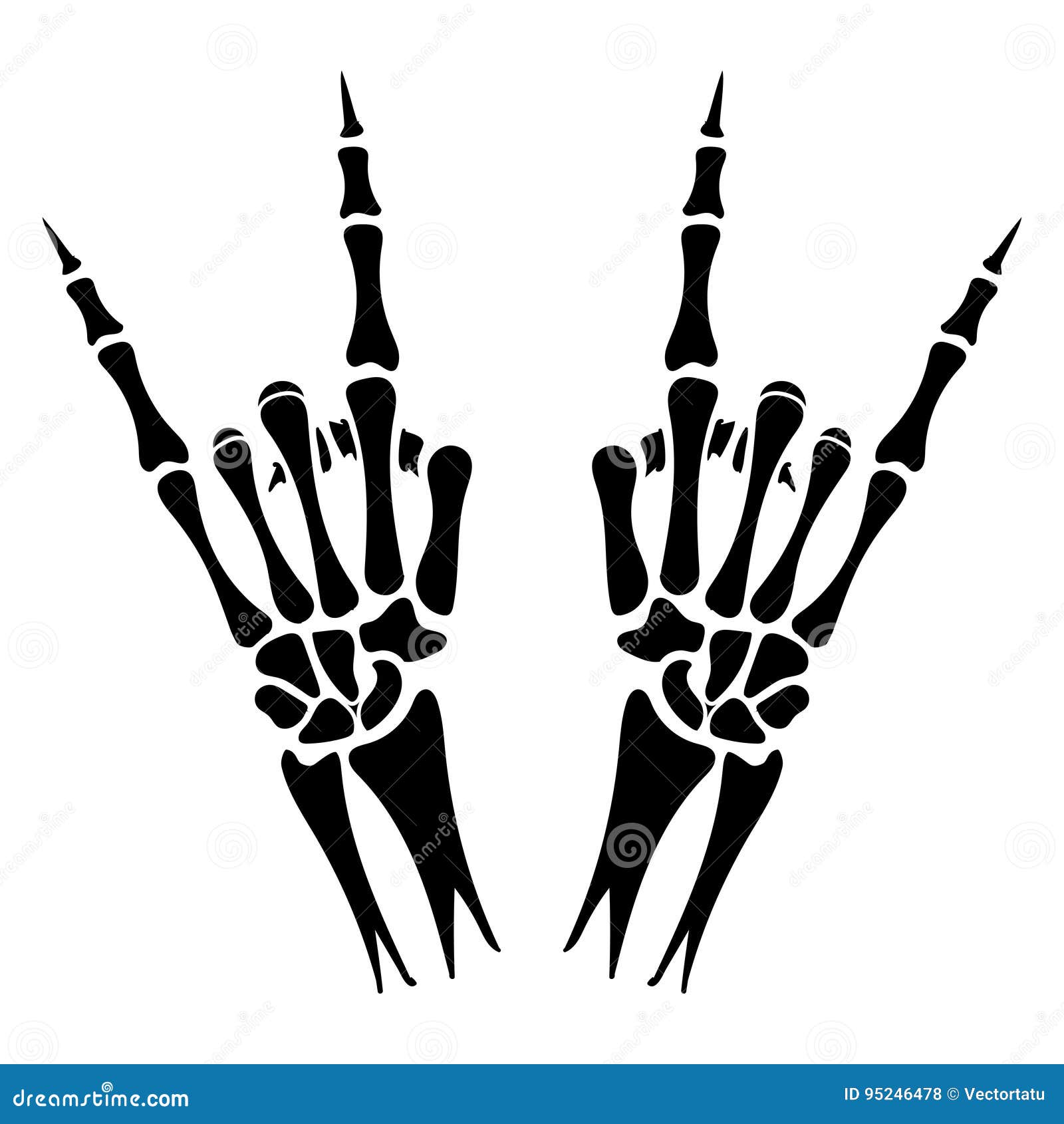 Skeleton Hands Heavy Metal Sign Stock Vector - Illustration of creative ...