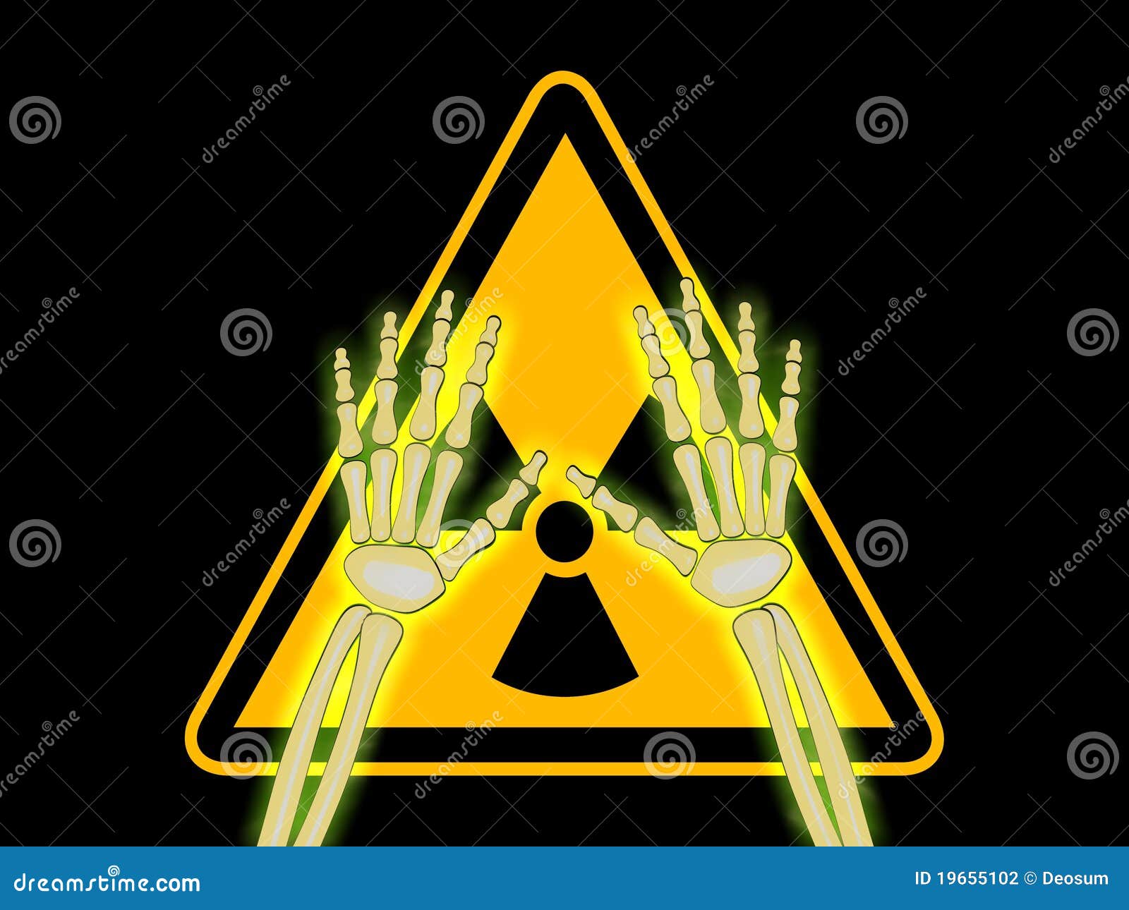 Skeleton Hands with Symbol of Radiation Warning Stock Illustration ...