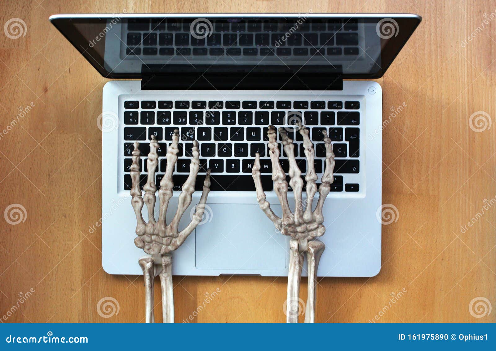 Skeleton Hands Typing On Laptop. Royalty-Free Stock Photography ...