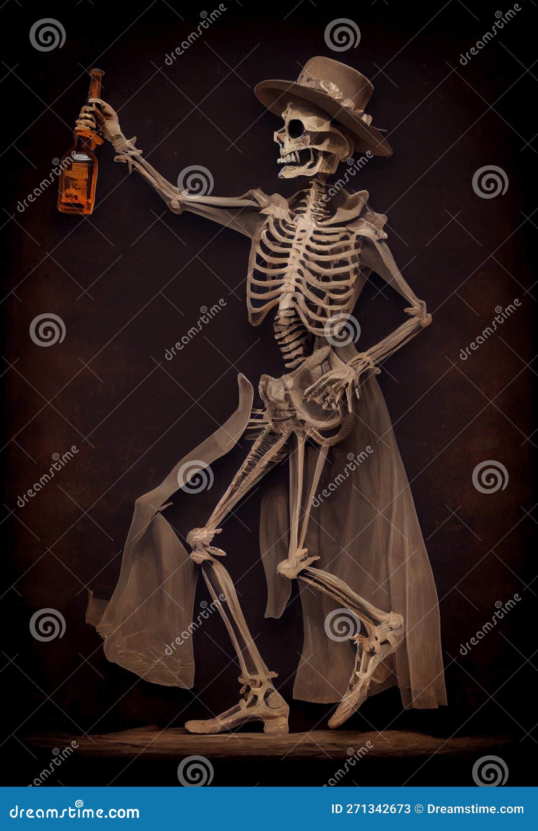 A Skeleton in a Hat and Coat is Dancing on Stage. AI Generated Stock ...