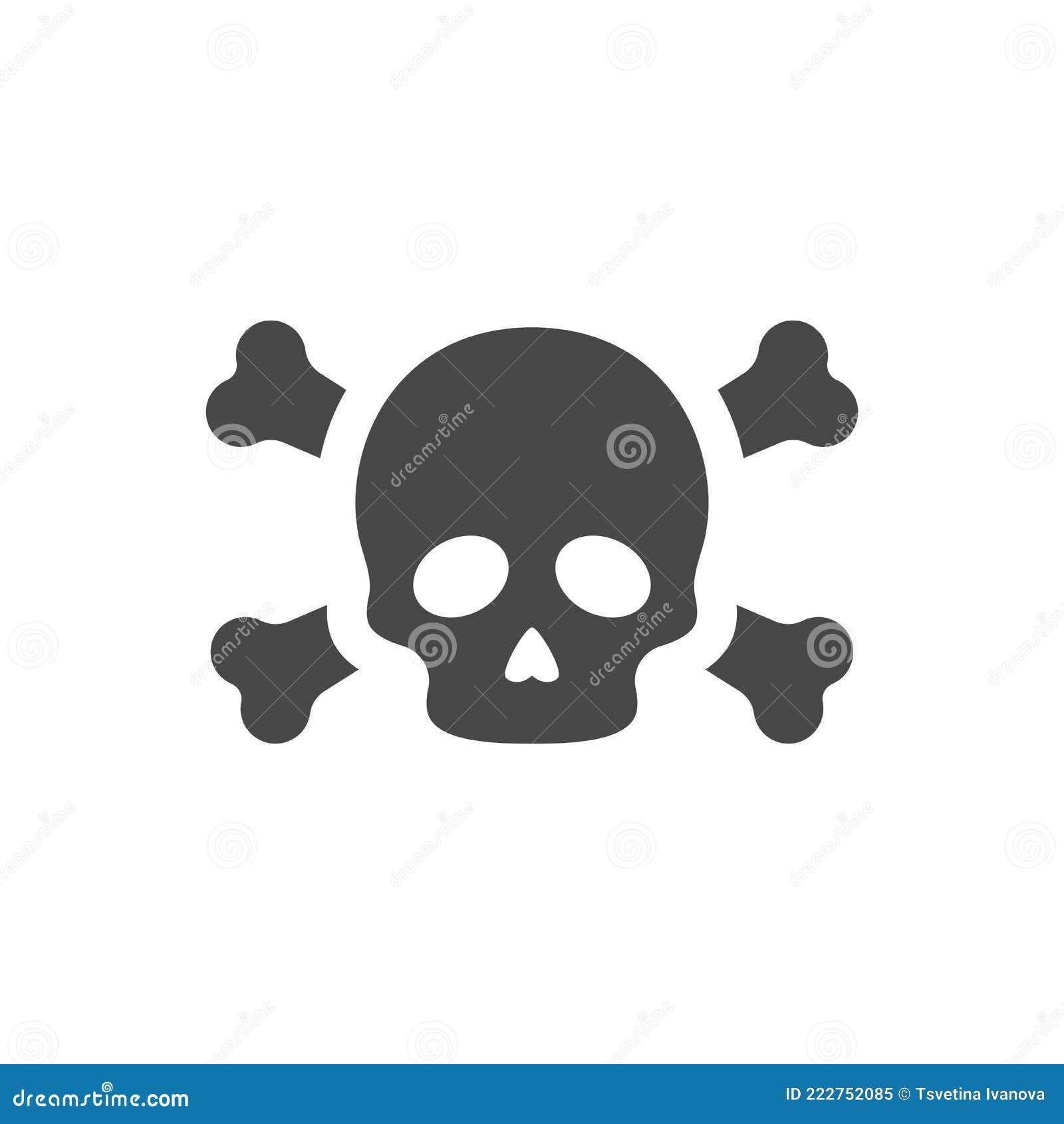 Skeleton Head and Crossbones Vector Icon Stock Vector - Illustration of ...