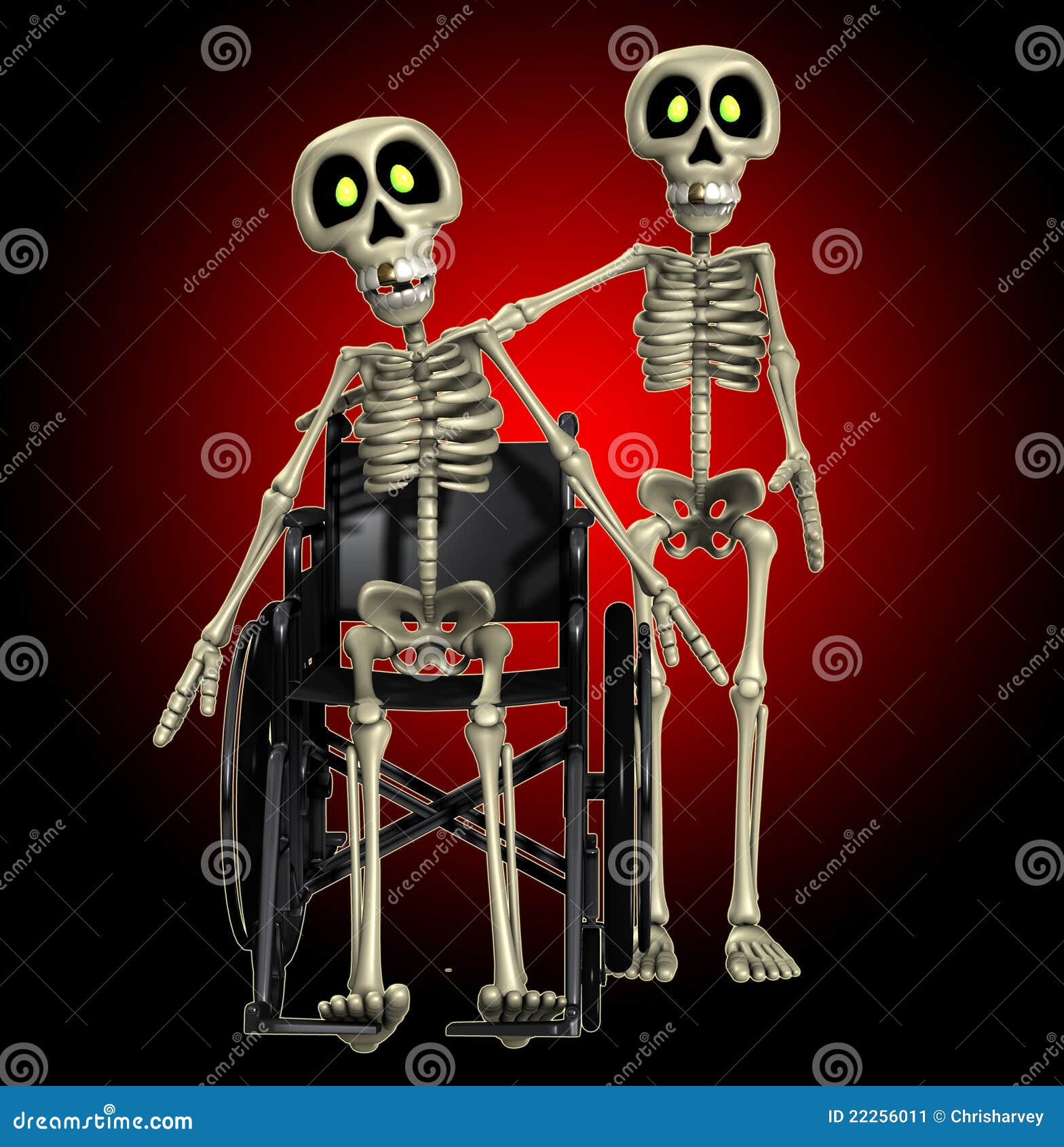 Skeleton Helping a Disabled Skeleton Stock Illustration - Illustration ...