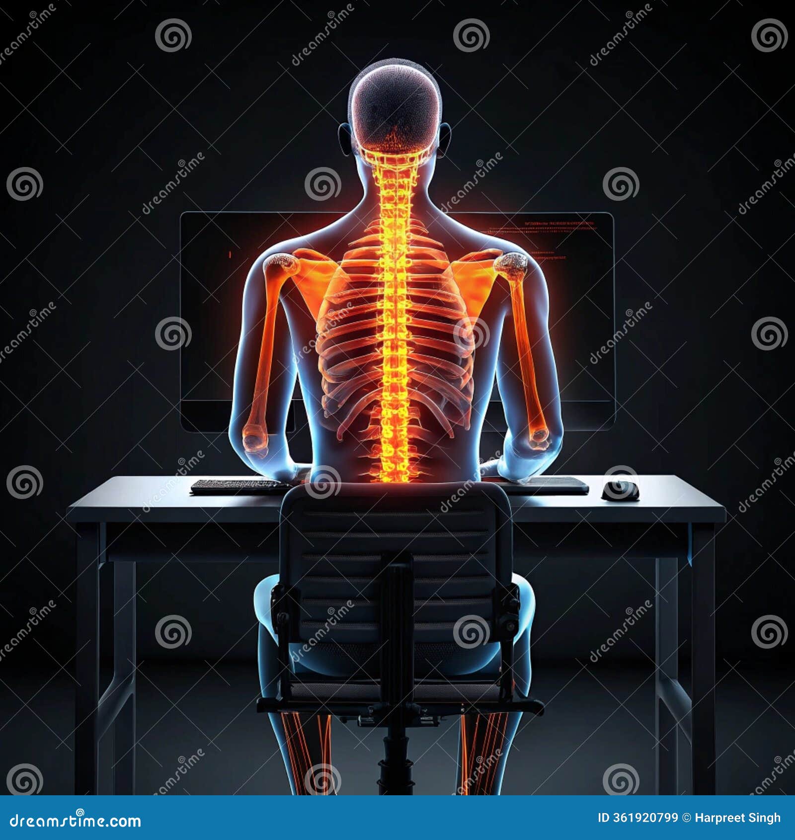 Skeleton Highlighting Joints and Muscles Experiencing Strain while ...
