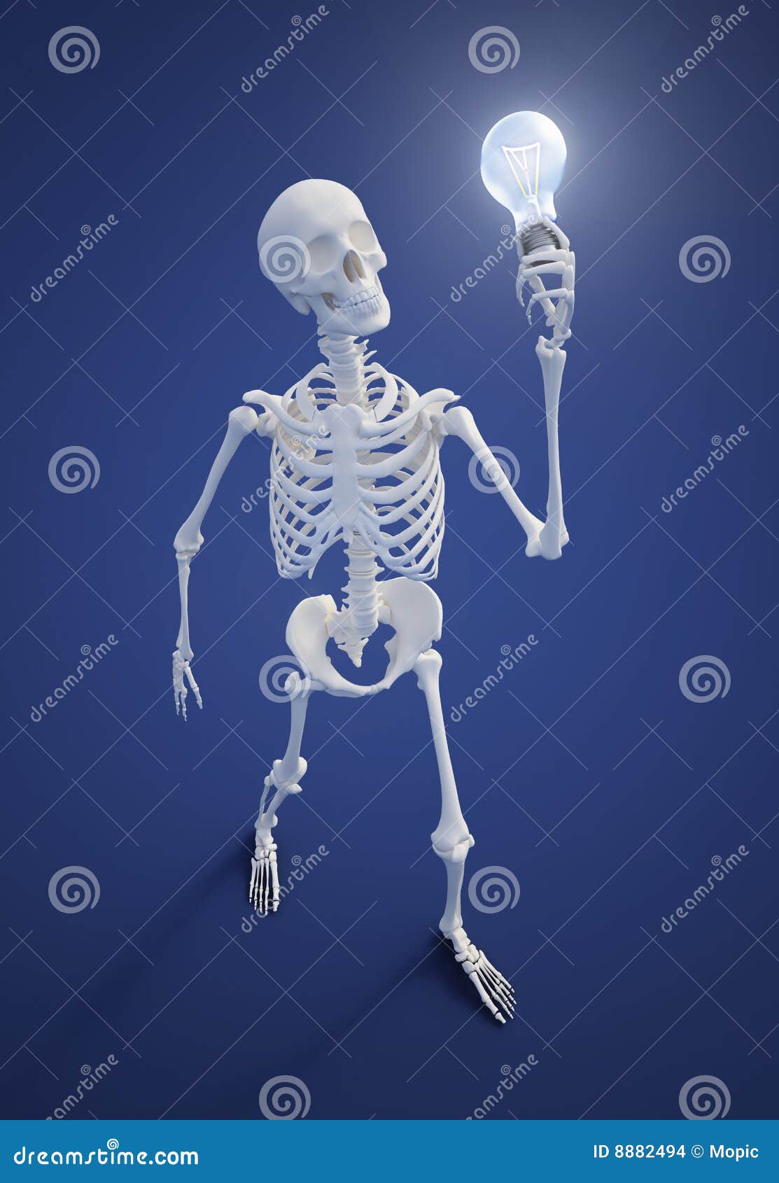 Skeleton Holding a Lightbulb Stock Illustration - Illustration of ...