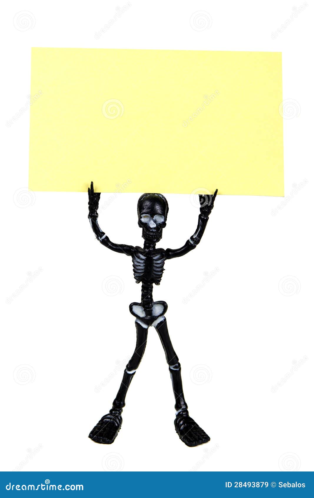 Skeleton holding a post it stock image. Image of black - 28493879