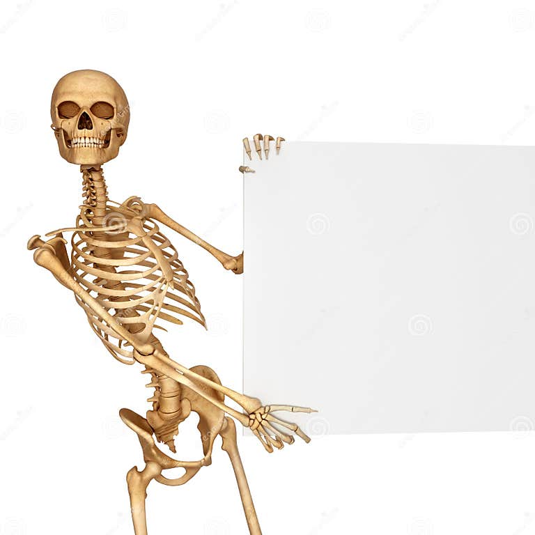 Skeleton Holding a Sign in a Pose Stock Illustration - Illustration of ...