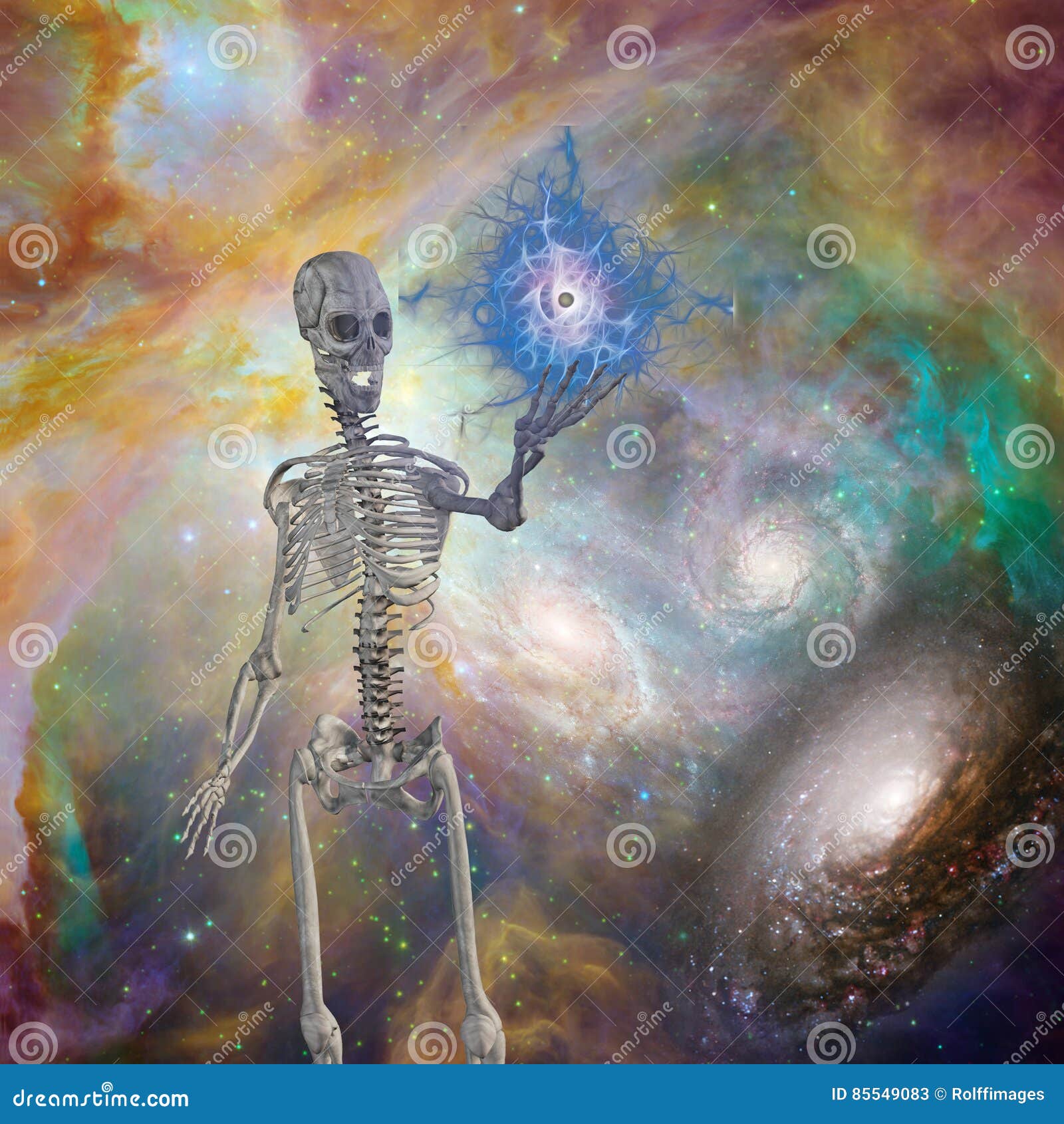 Skeleton Holds Floating Eye In Space Royalty-Free Stock Photography ...