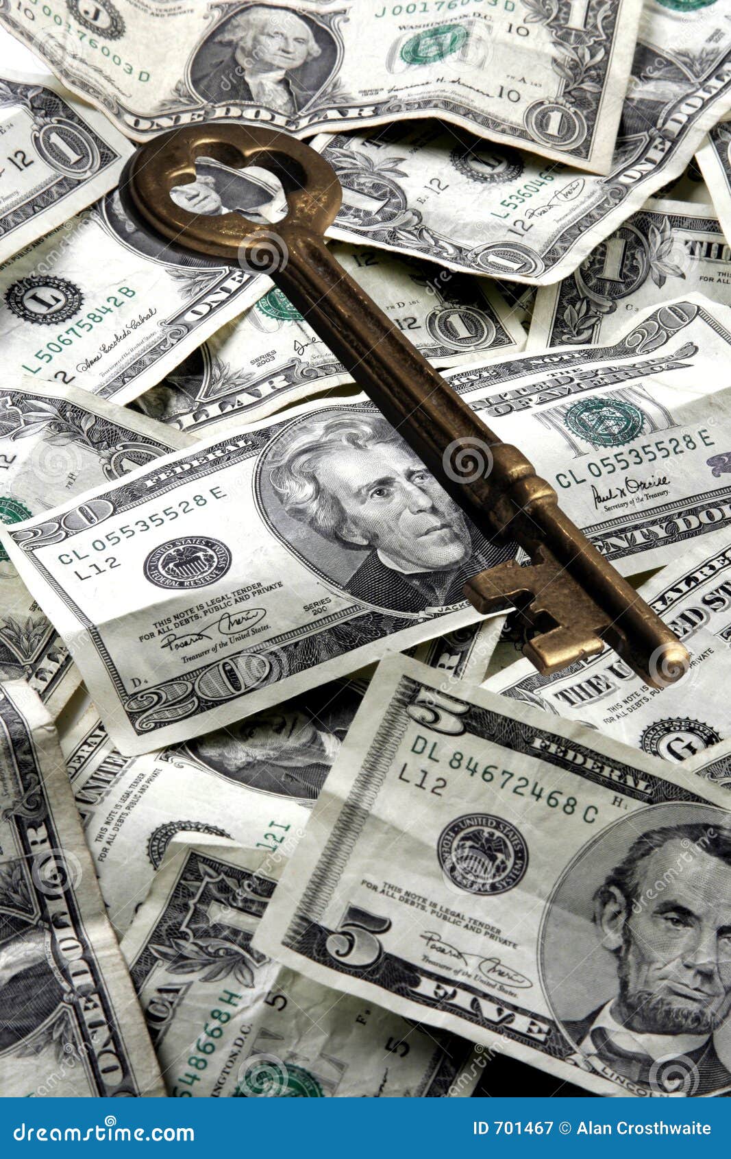 Skeleton Key and Money stock image. Image of banking, twenty - 701467