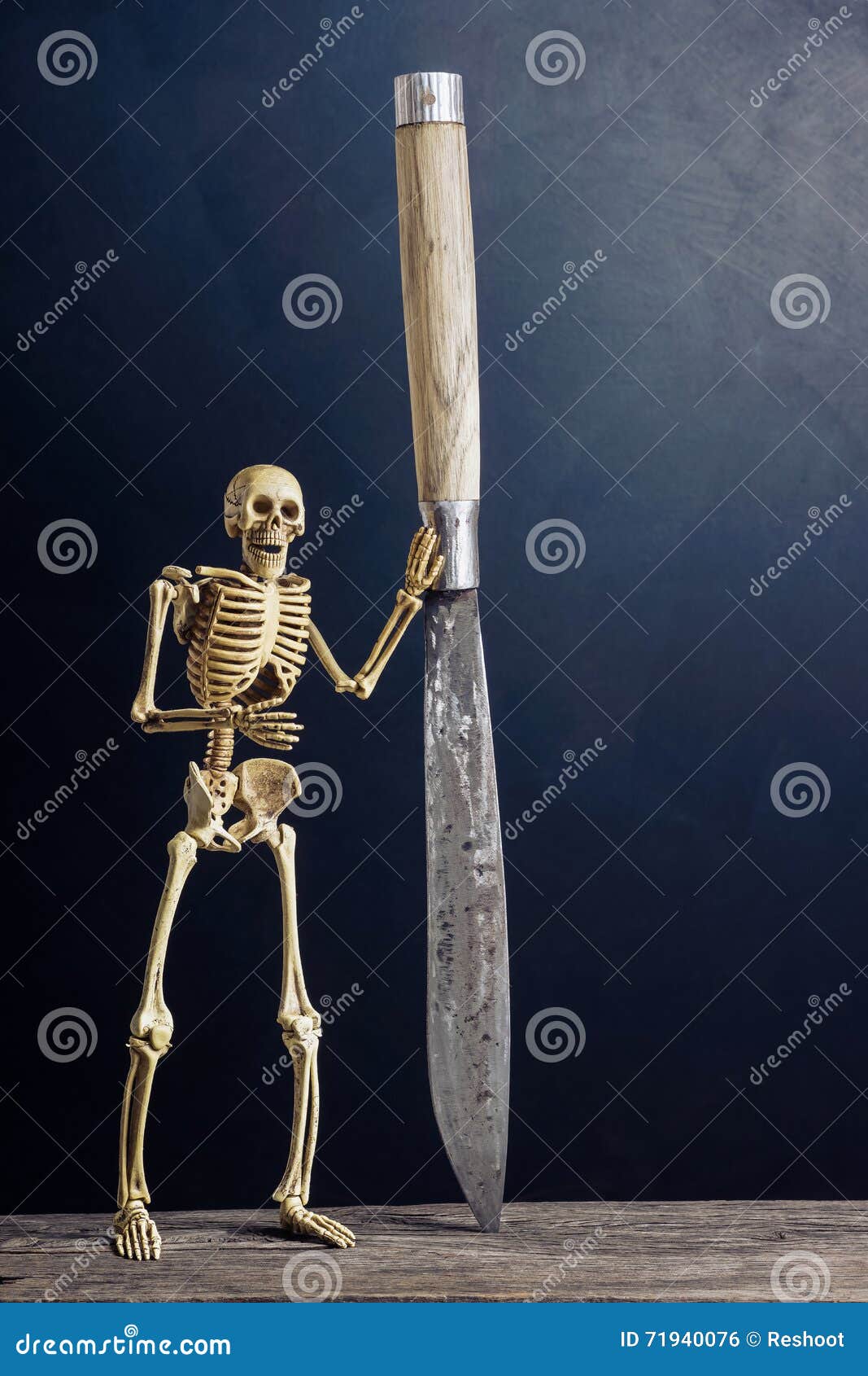 Skeleton with knife stock photo. Image of human, dark - 71940076
