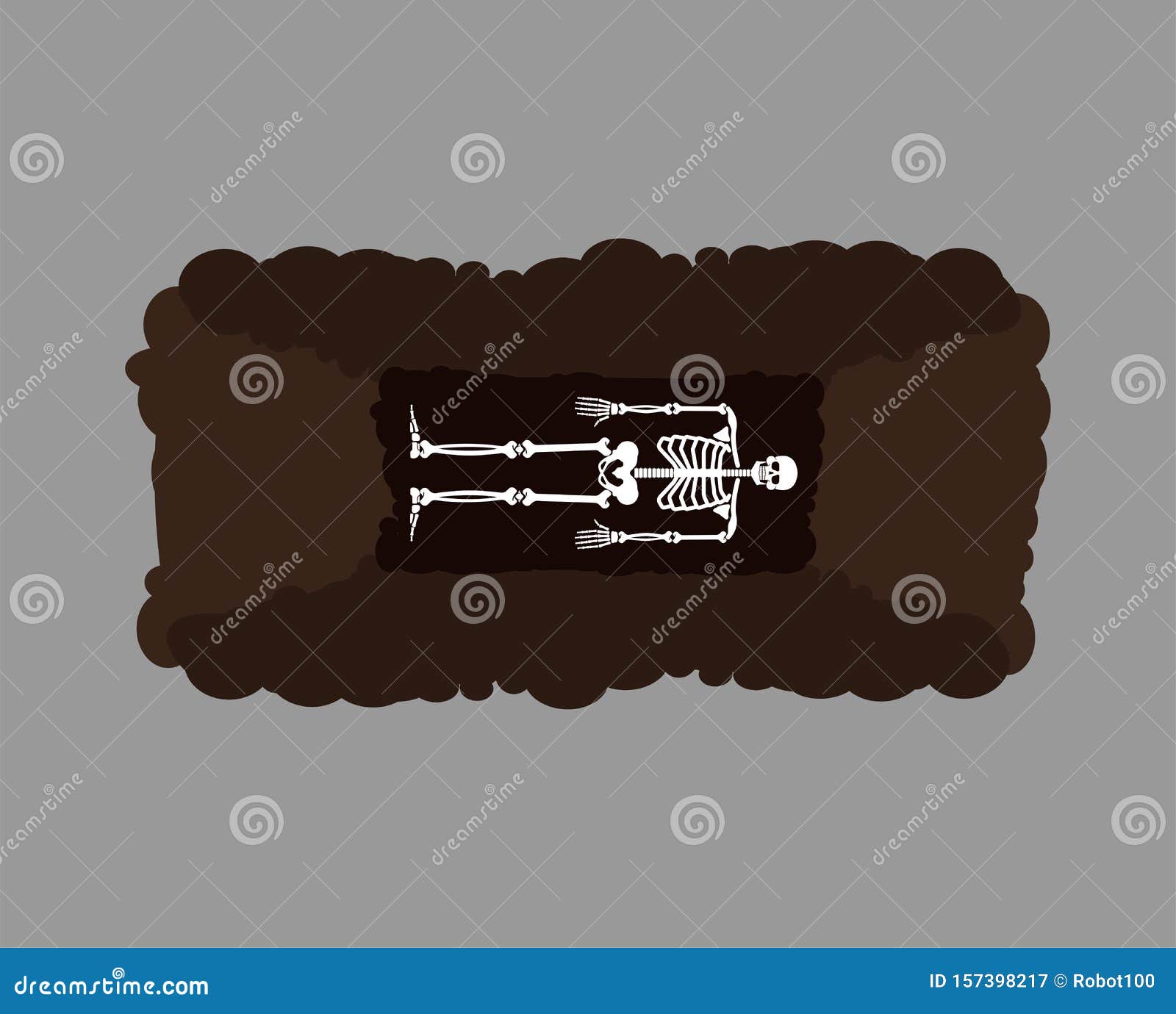 Skeleton Lies in Grave. Death Vector Illustration Stock Vector ...
