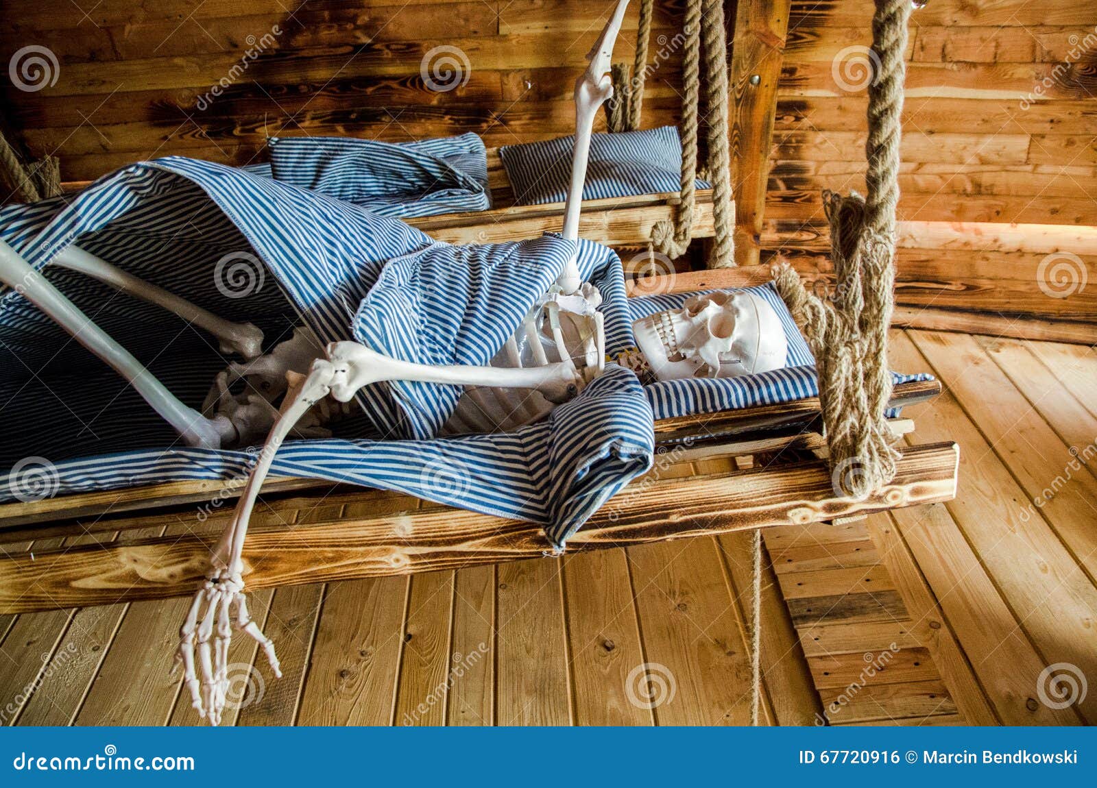 Skeleton lying in bed stock photo. Image of halloween - 67720916