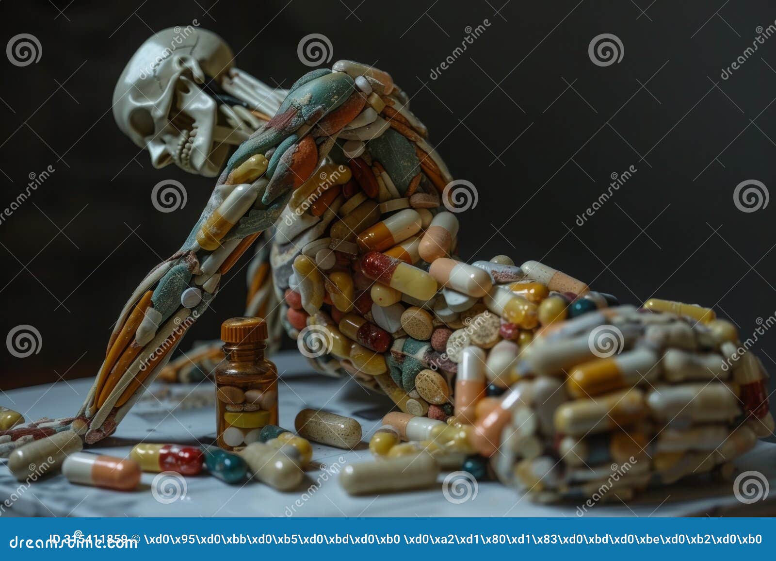 A Skeleton Made from Assorted Pills and Capsules, Showcasing the ...