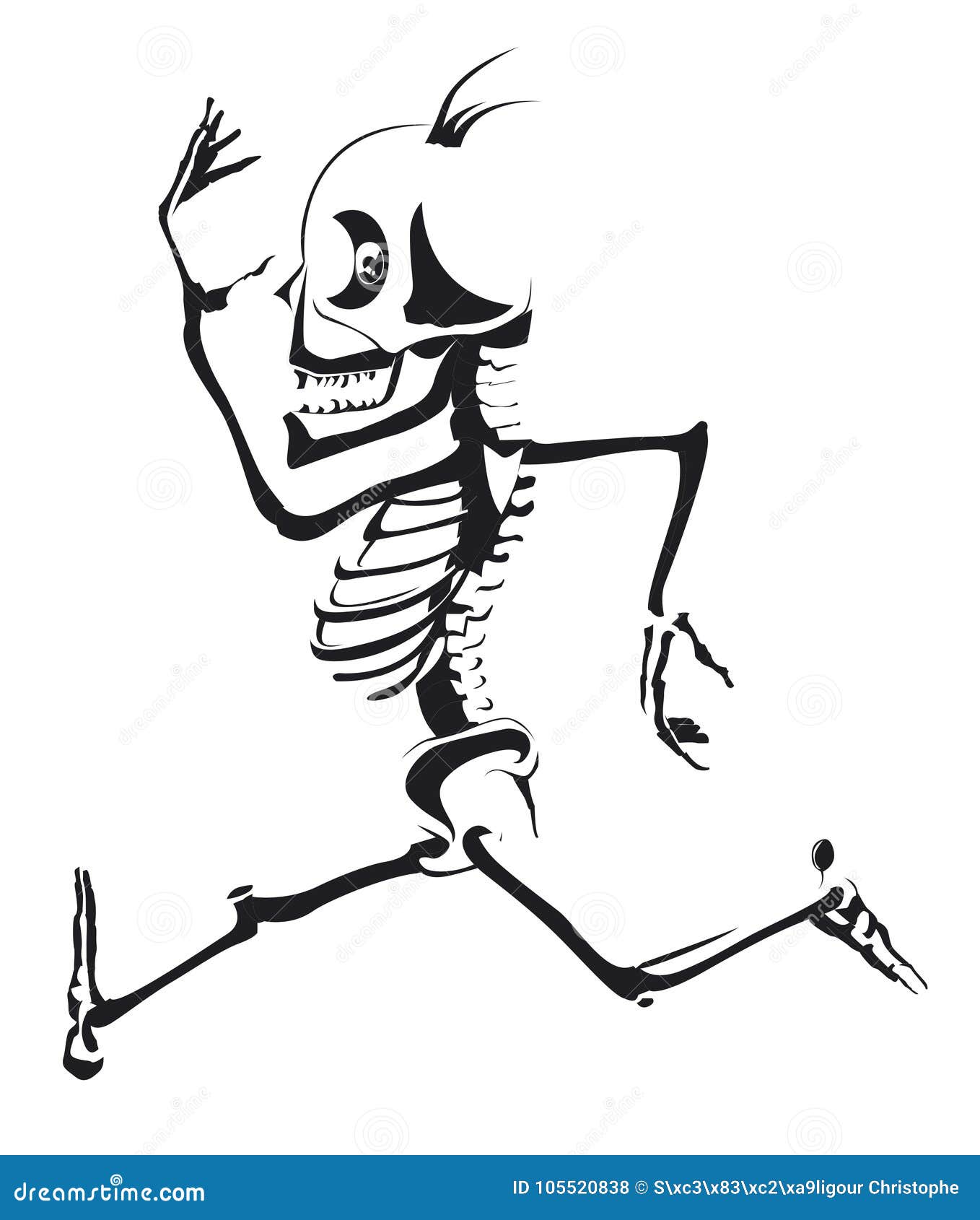 Skeleton of Man is Running Alone Stock Vector - Illustration of drawing ...