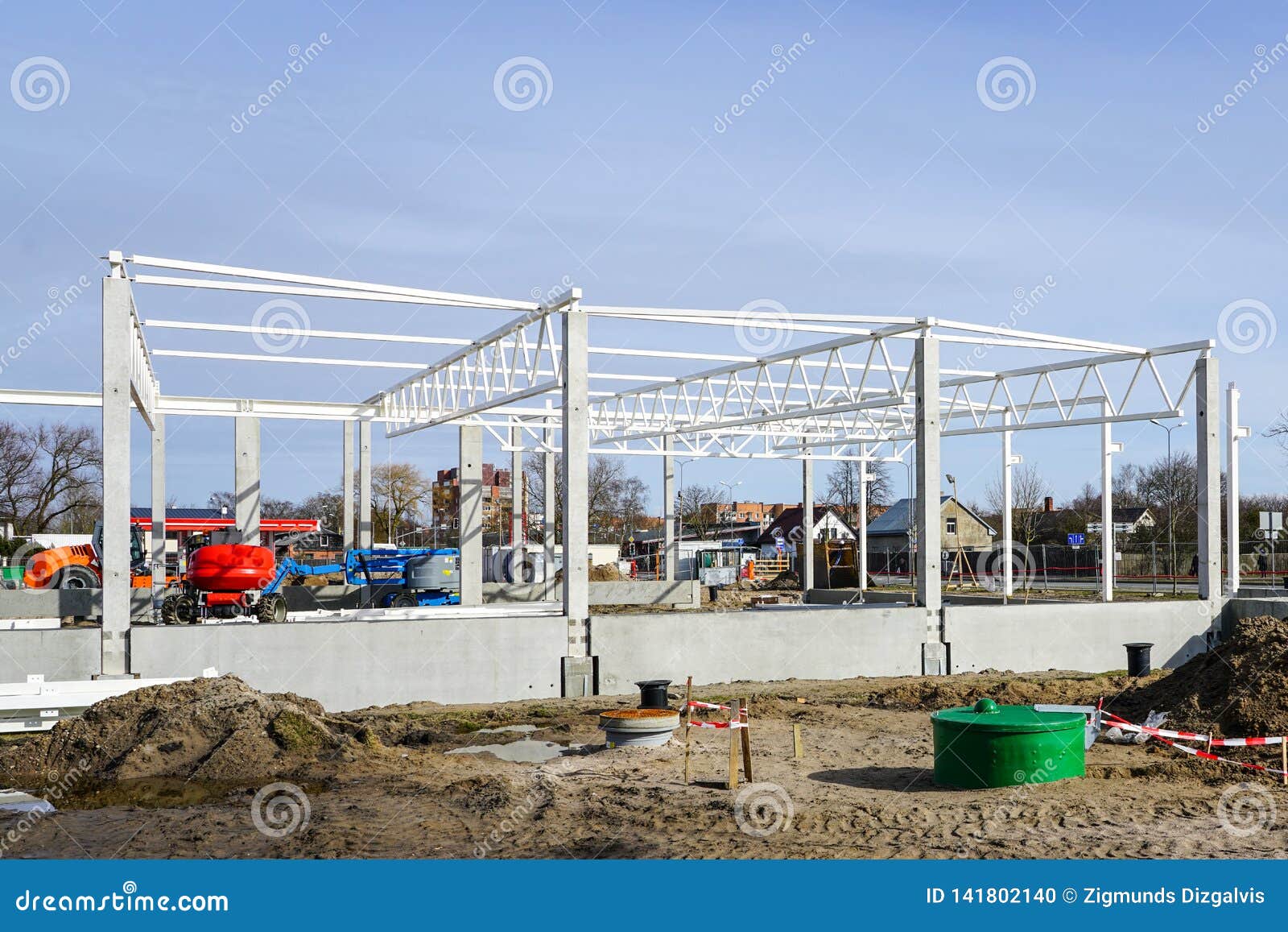 Skeleton of Metal Building Under Construction, Industrial Object Stock ...