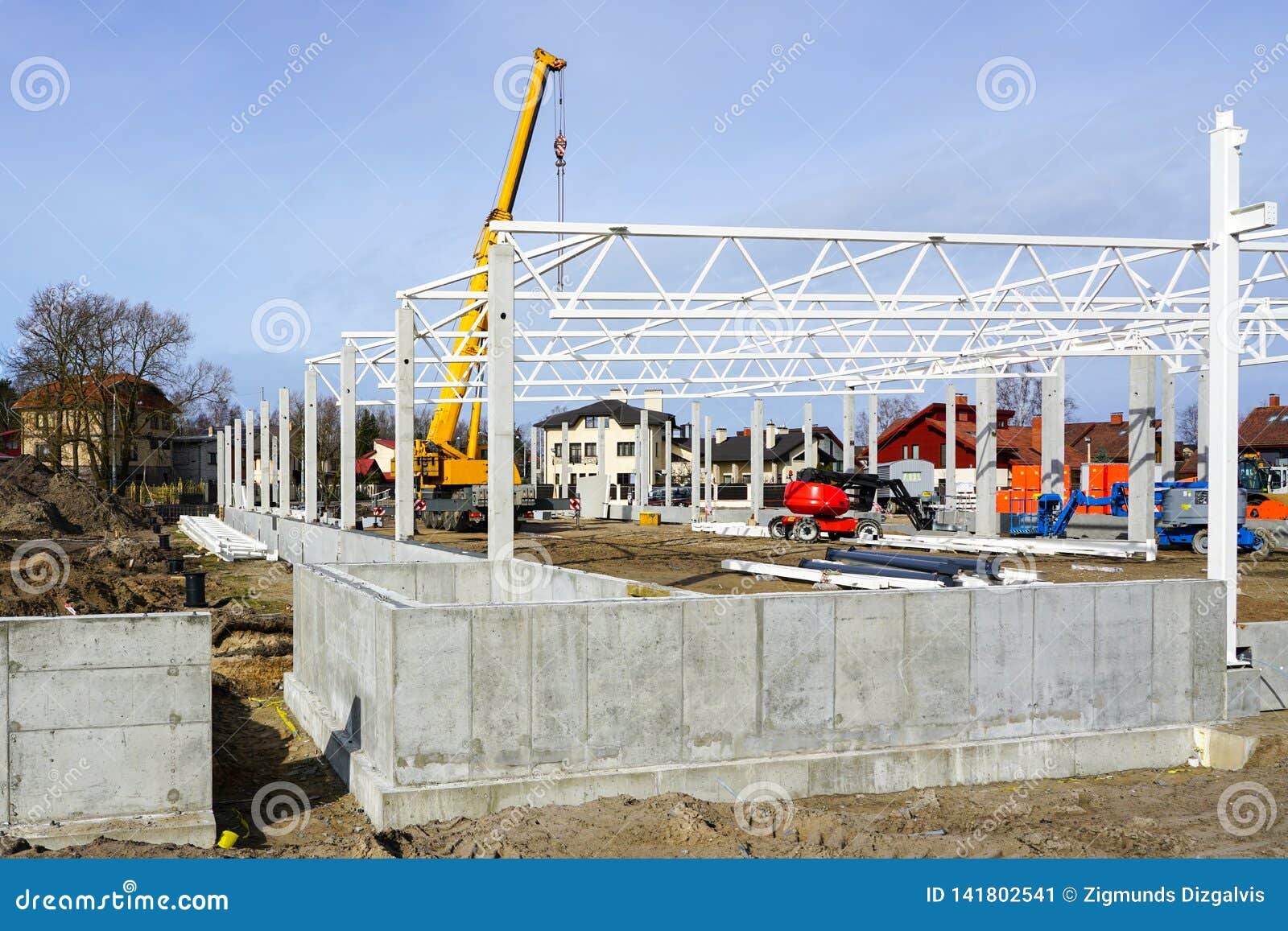 Skeleton of Metal Building Under Construction, Industrial Object Stock ...