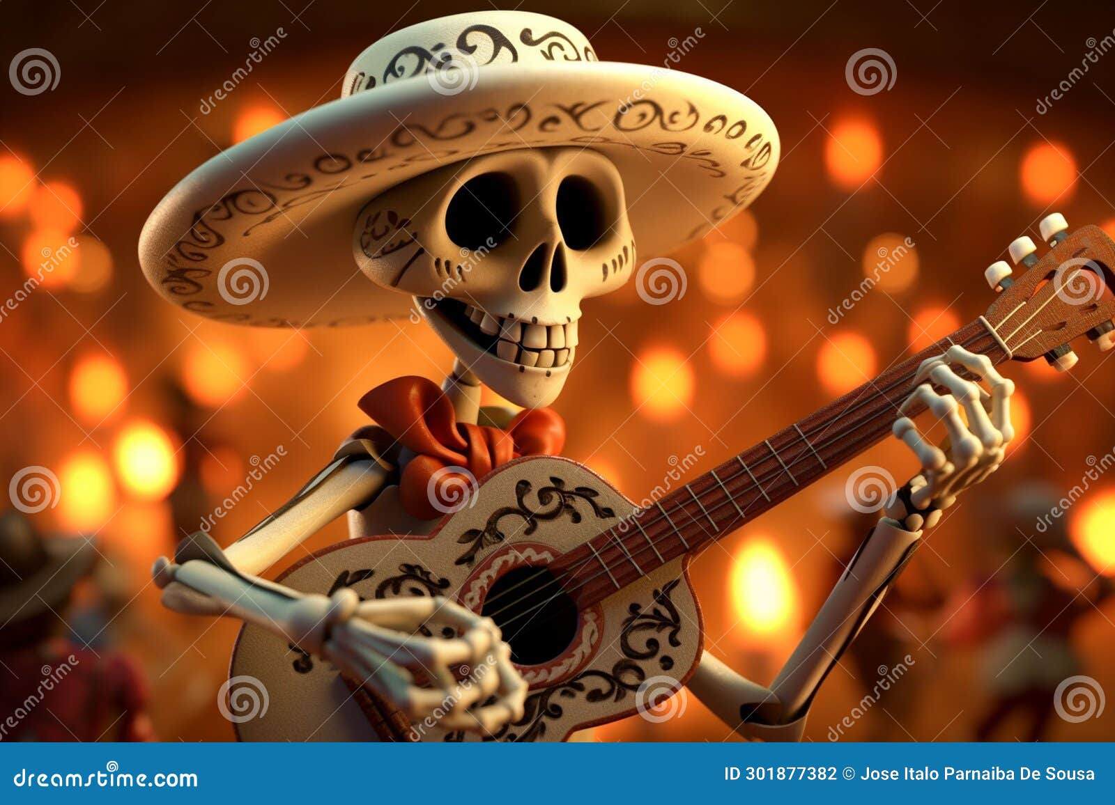 Skeleton Musician Playing Maracas in Mariachi Stock Illustration ...