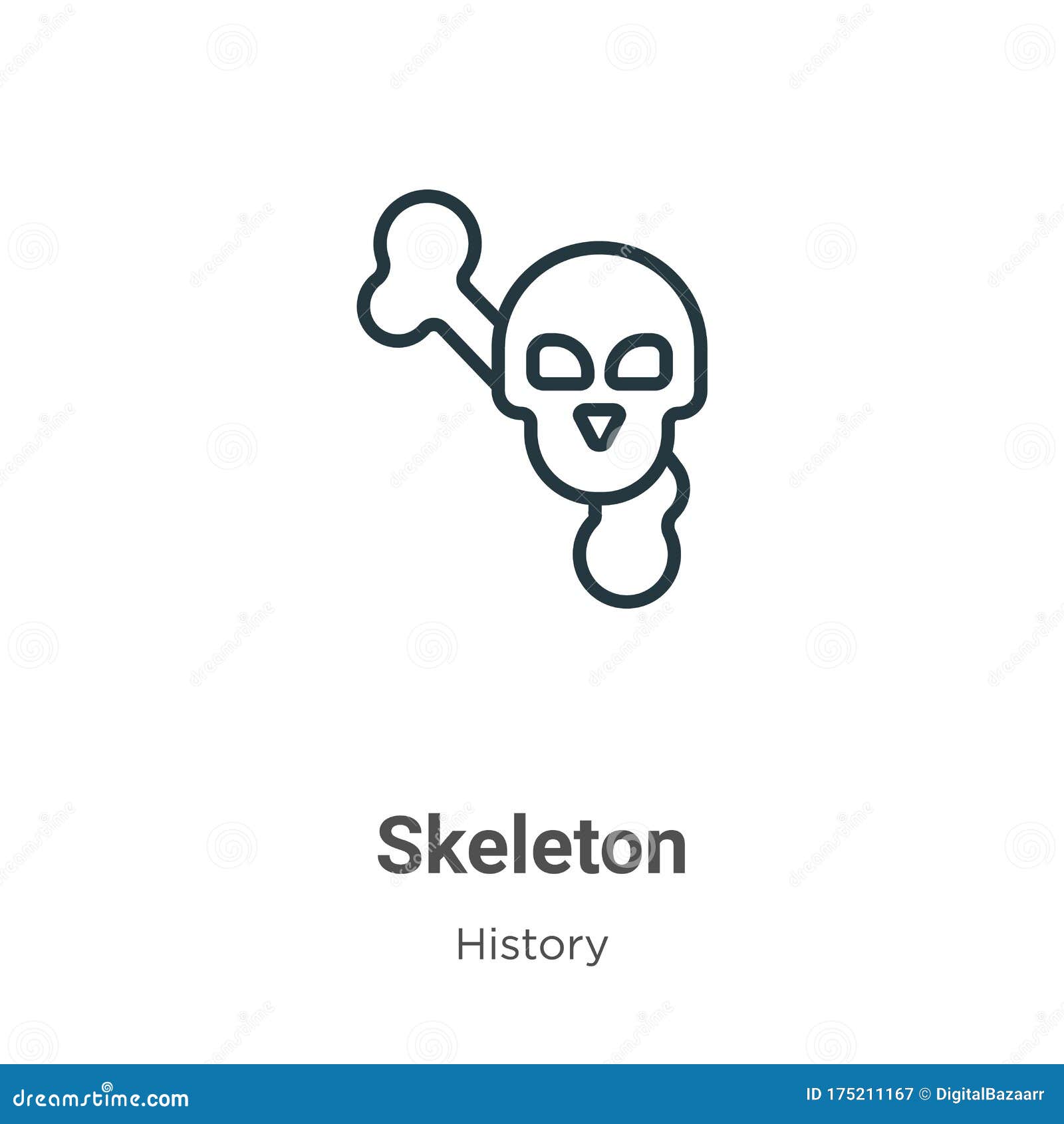 Skeleton Outline Vector Icon. Thin Line Black Skeleton Icon, Flat ...