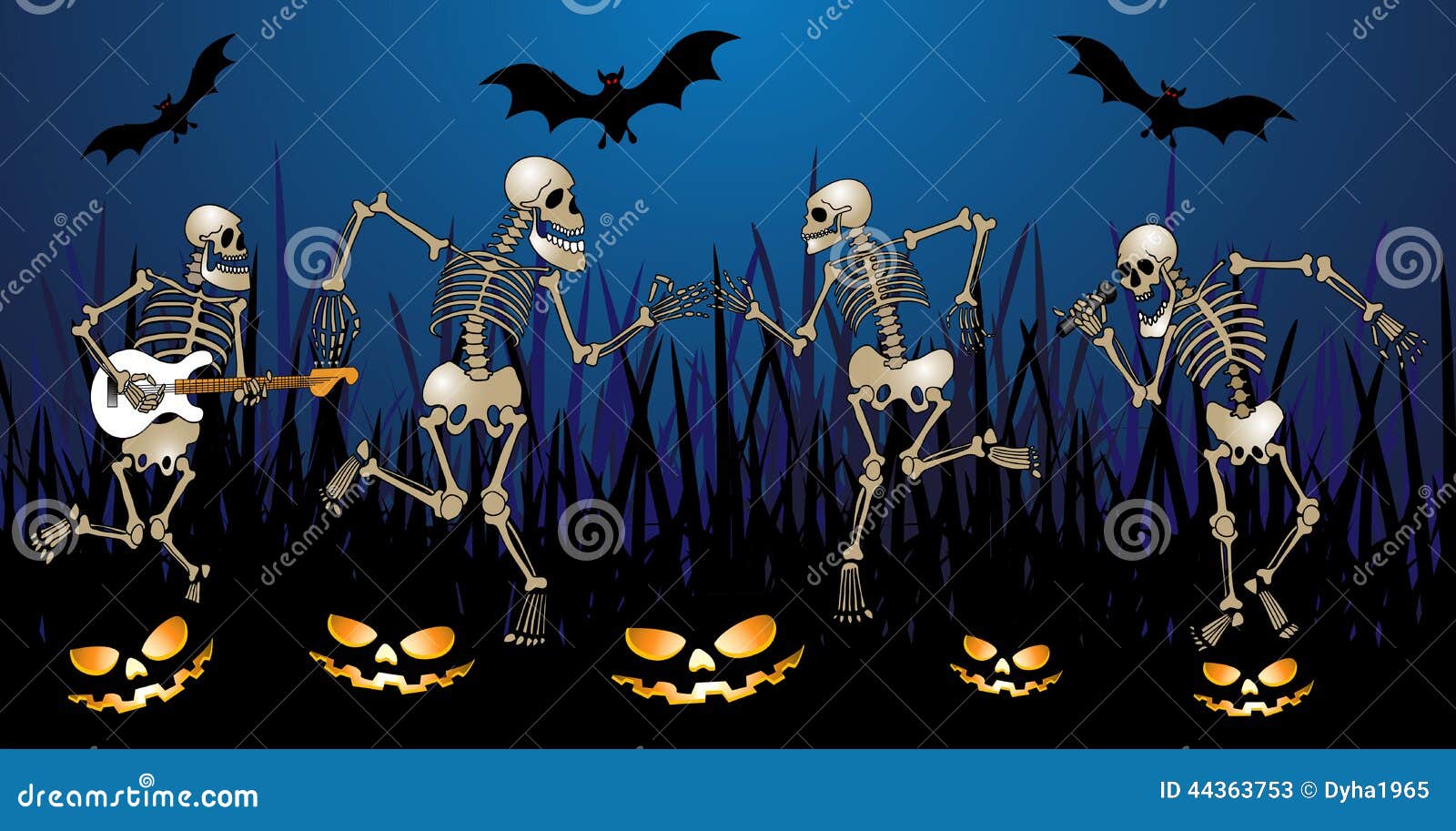 Skeleton Party. Undead With Skull And Bones Halloween Dancer In Funny ...