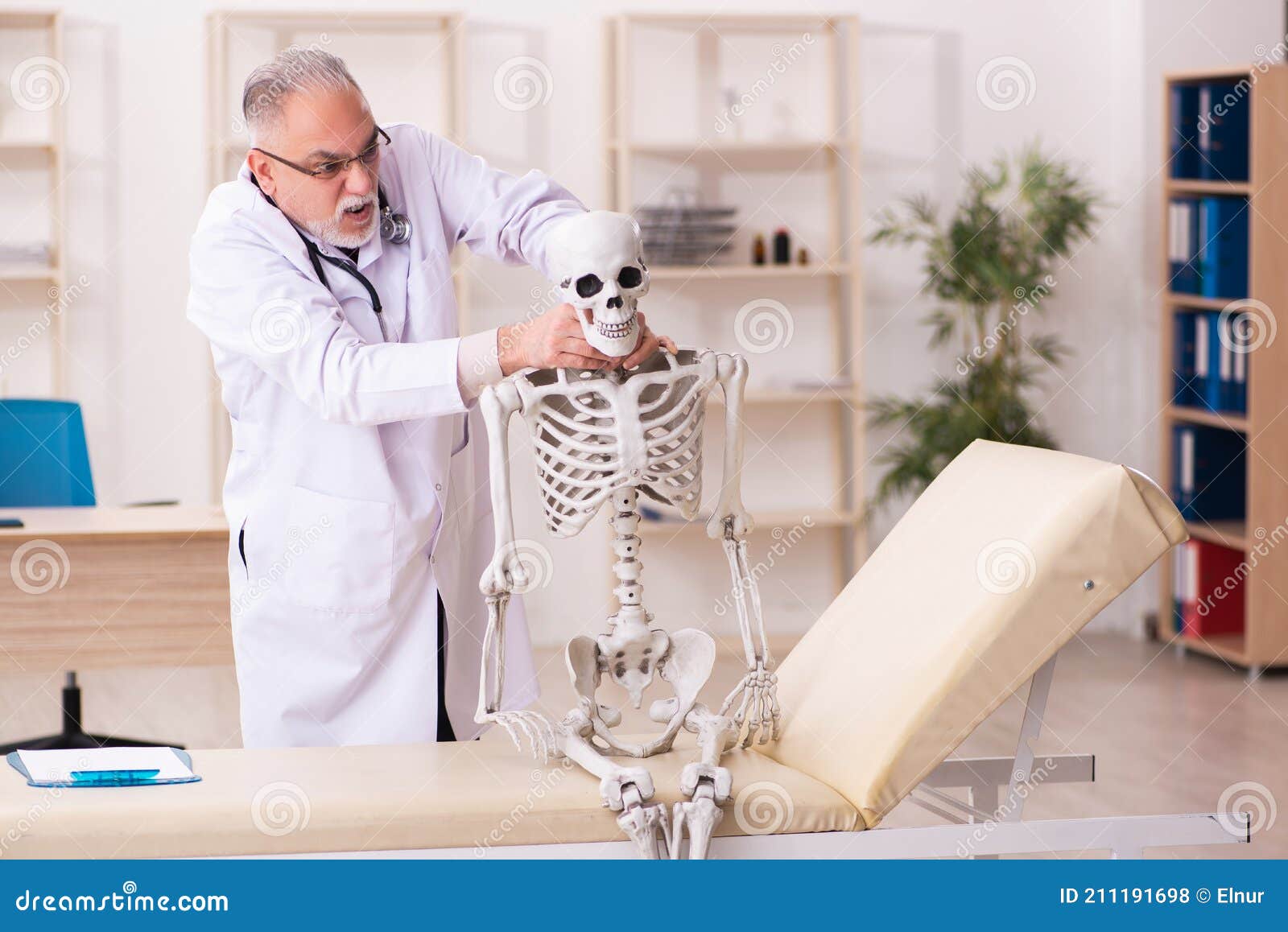Dead Patient Visiting Old Male Doctor Stock Photo - Image of checkup ...