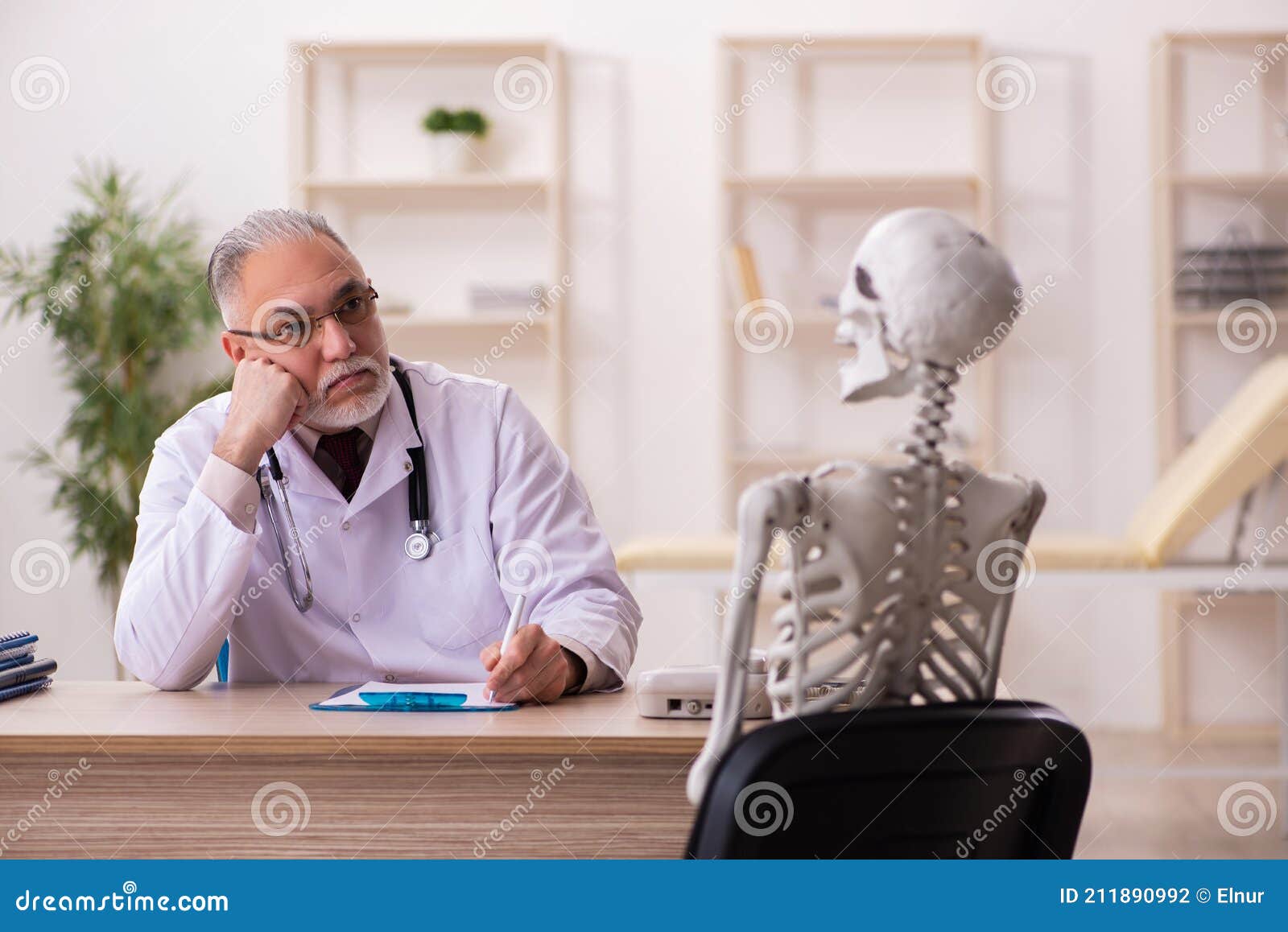 Dead Patient Visiting Old Male Doctor Stock Photo - Image of care ...