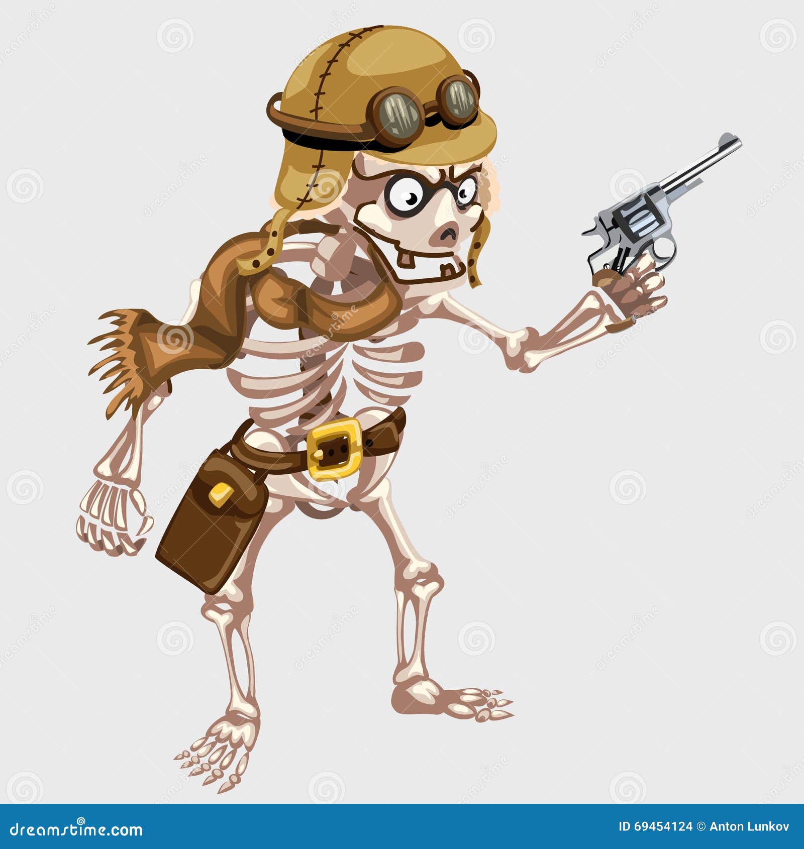 Handgun And Skeleton Hand Illustration. Cartoon Vector | CartoonDealer ...