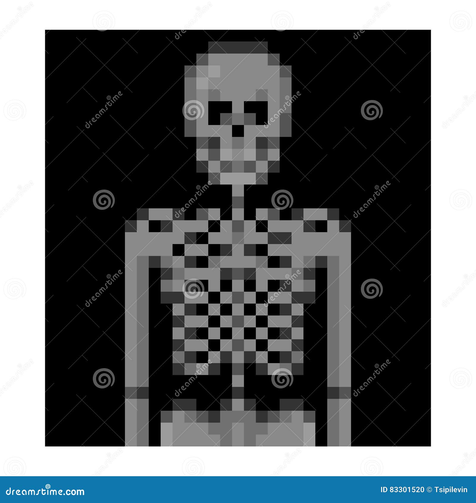 Human Skeleton X-ray Pixel Art Stock Illustration - Illustration of ...