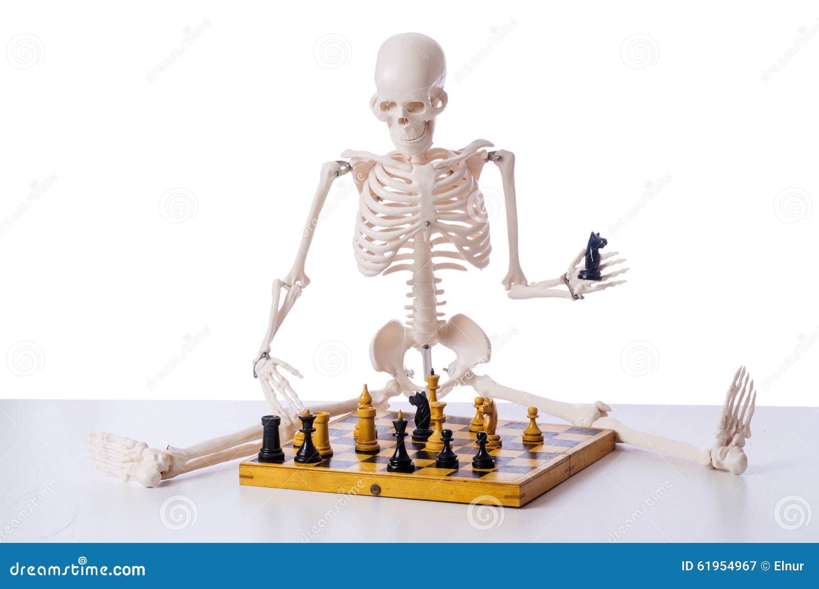 The Skeleton Playing Chess Game on White Stock Image - Image of anatomy ...