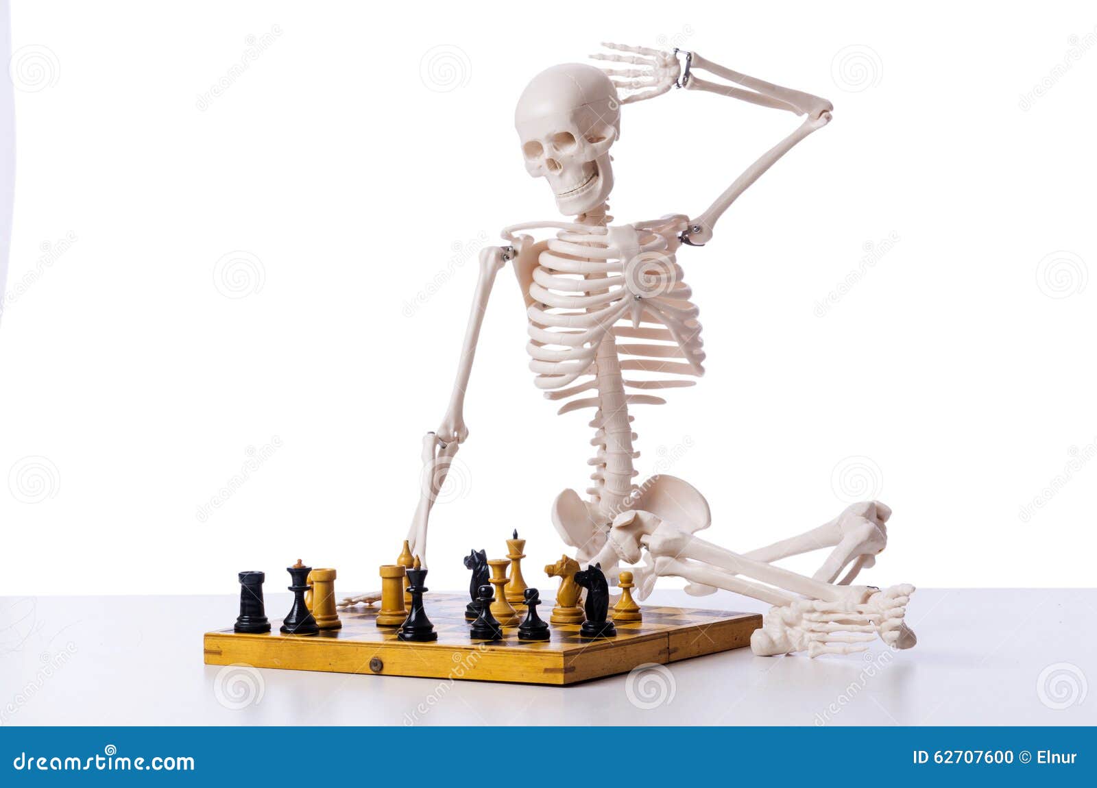 Skeleton Playing Chess Game on White Stock Photo - Image of board ...