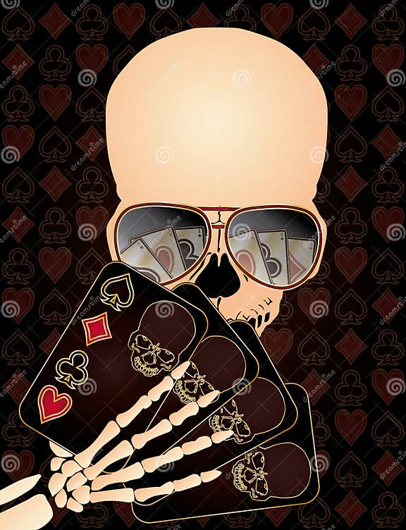 Skeleton playing poker stock vector. Illustration of heat - 32184512
