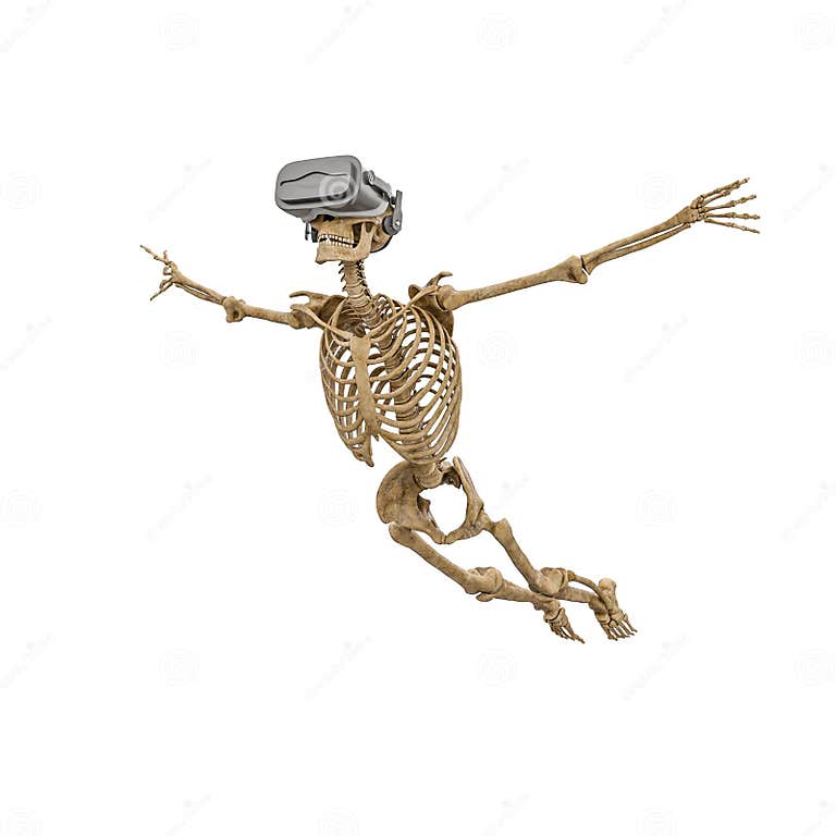 Skeleton is Playing with Vr Stock Illustration - Illustration of chest ...