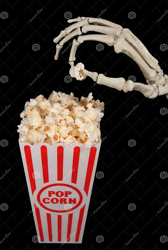 Skeleton with popcorn stock image. Image of skeletal - 17818443